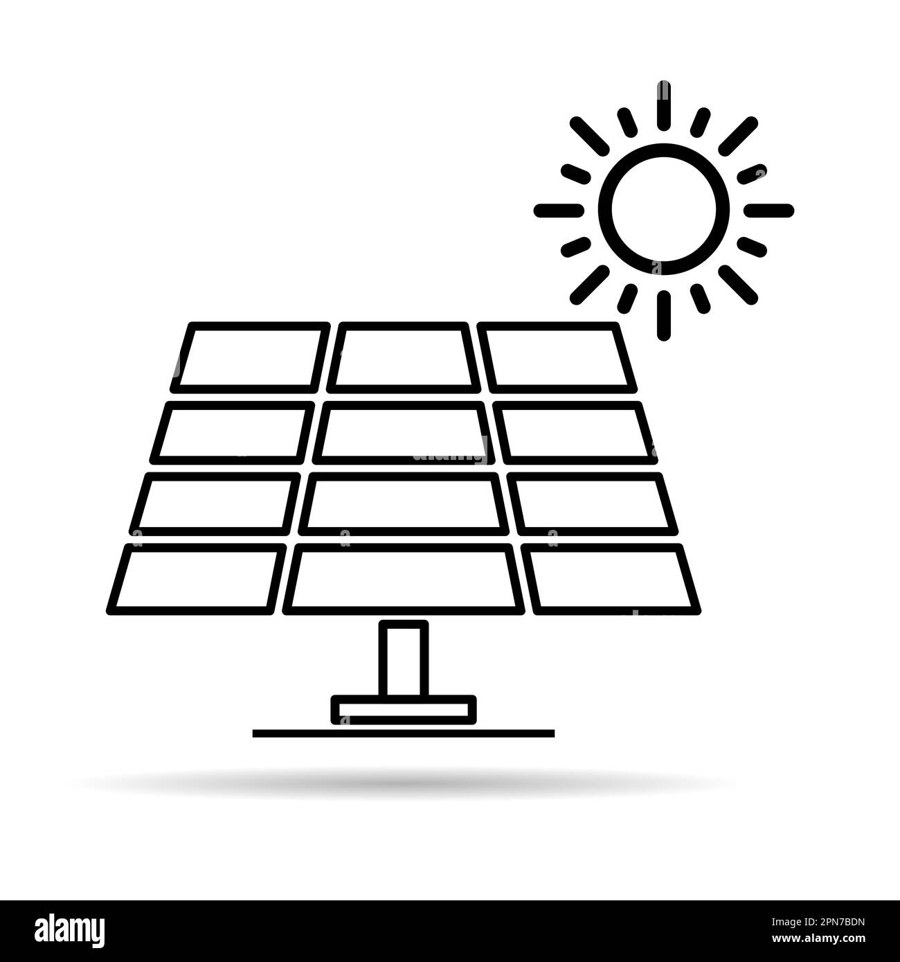 Solar panel shadow icon, green power technology, ecology alternative ...