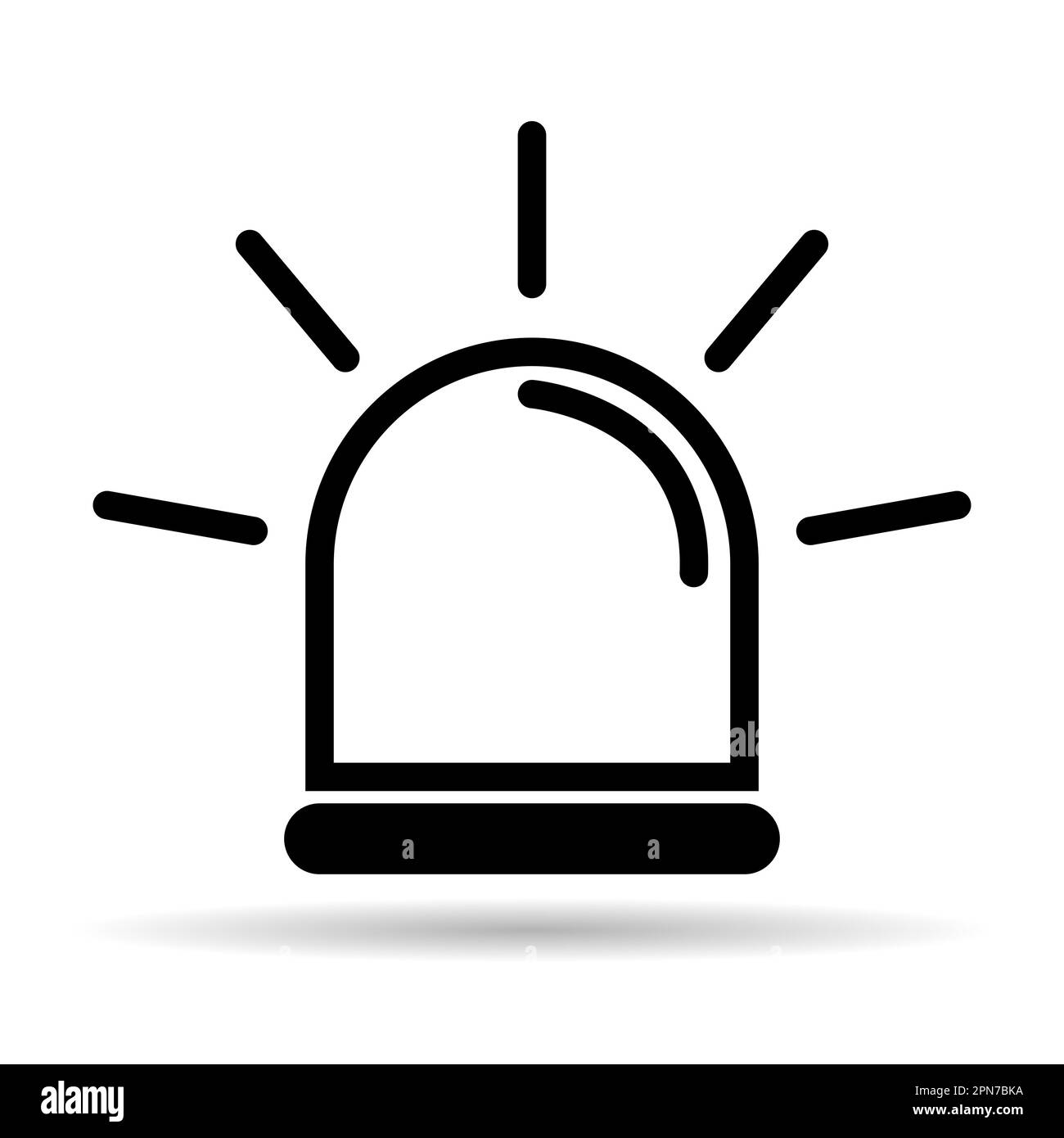 Siren fire alarm shadow sign, signal danger light symbol, ambulance ...