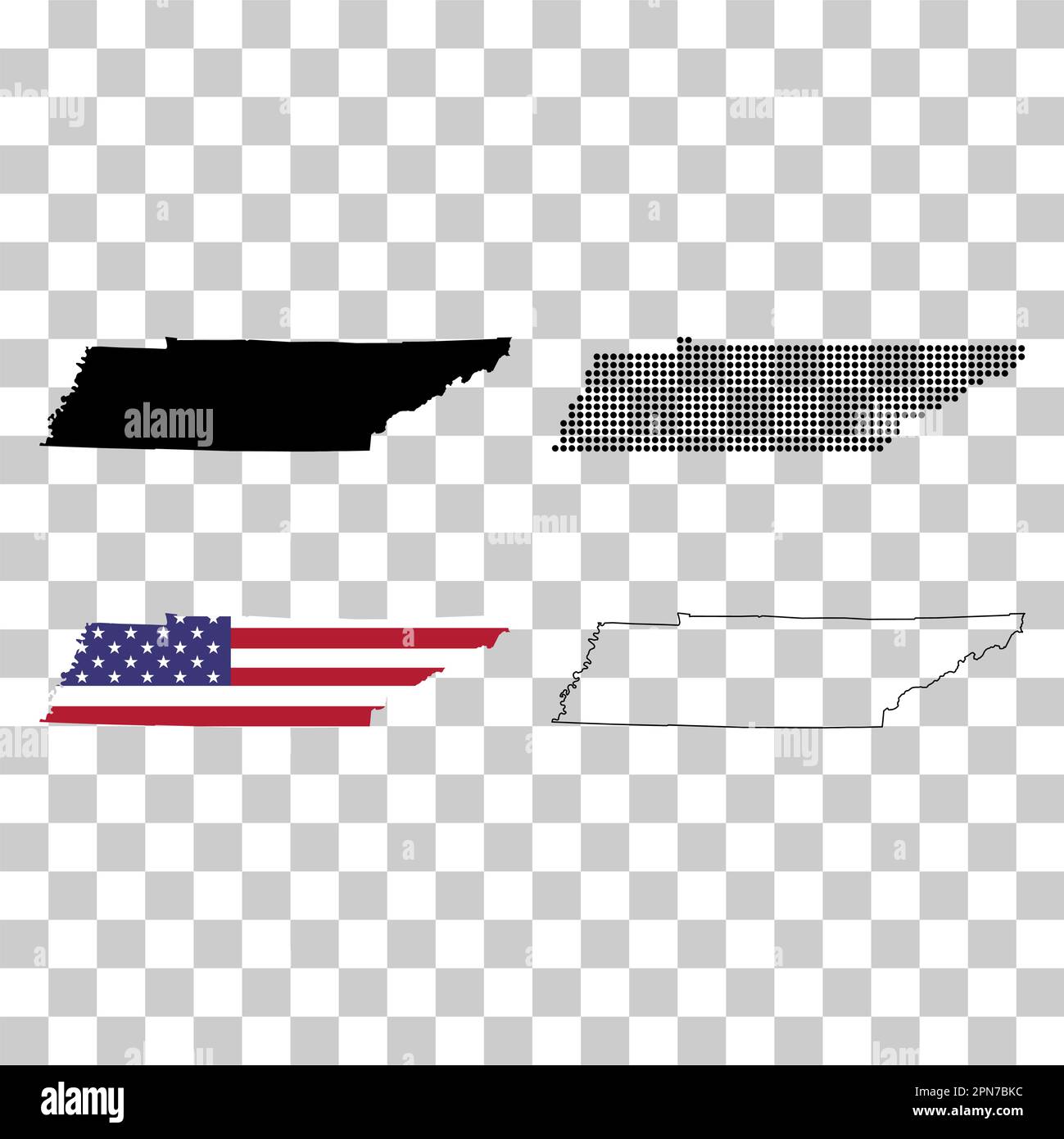 Set of Tennessee map shape, united states of america. Flat concept ...