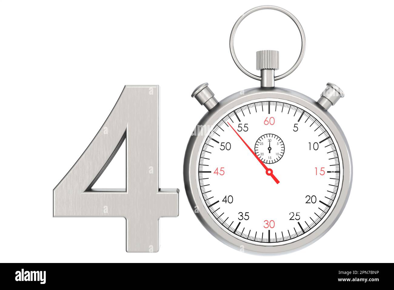 Metal stopwatch isolated for number 40, 3D rendering Stock Photo - Alamy