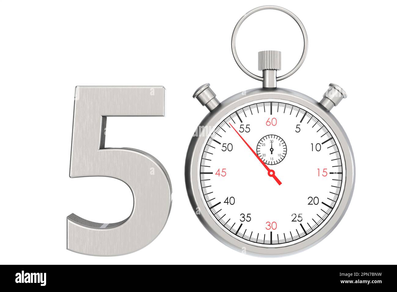 Metal stopwatch isolated for number 50, 3D rendering Stock Photo - Alamy