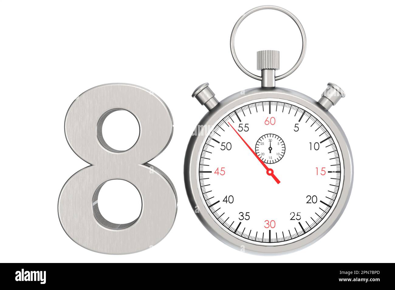 Metal stopwatch isolated for number 80, 3D rendering Stock Photo - Alamy