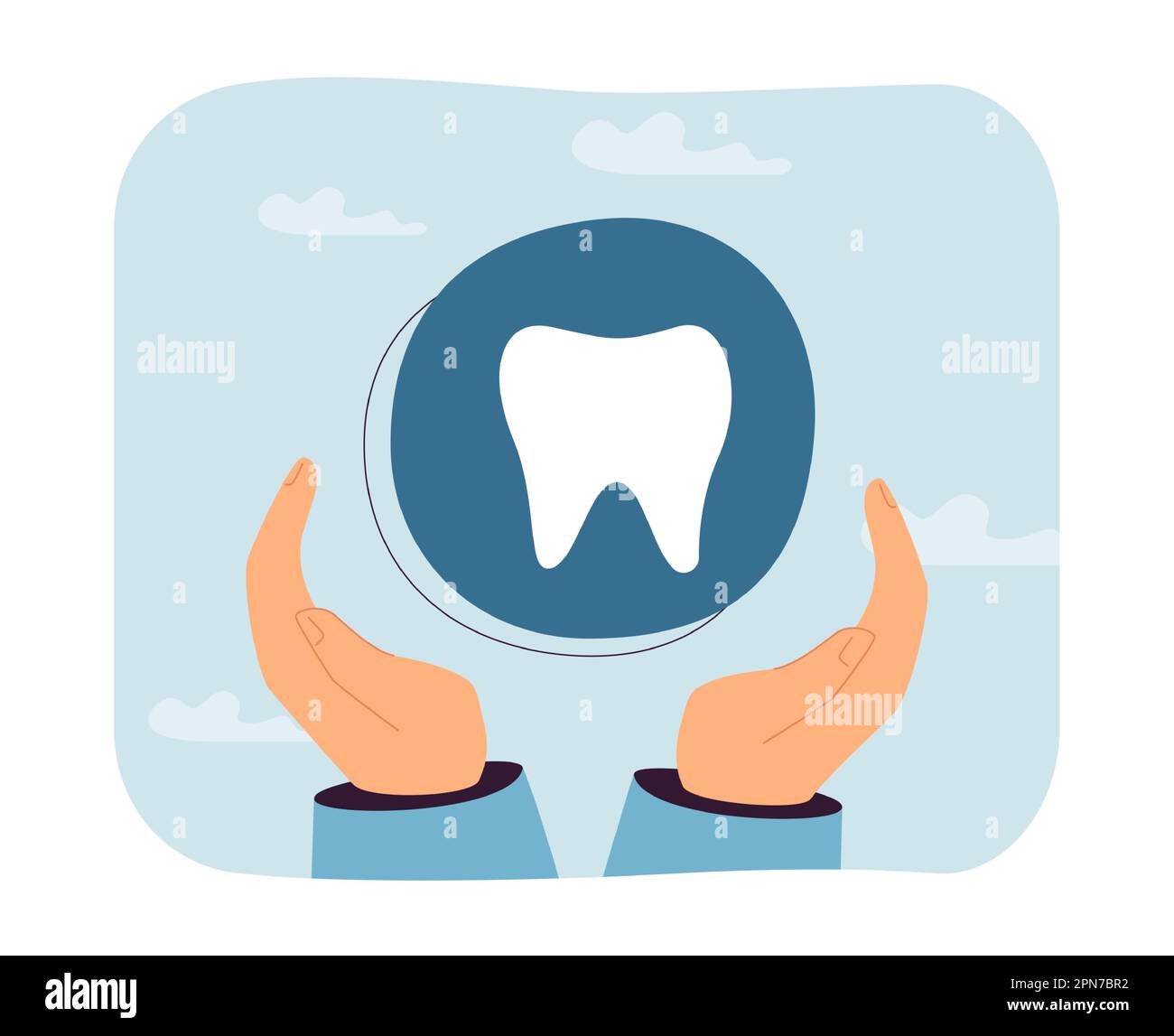 Tooth sign in caring hands flat vector illustration Stock Vector Image ...