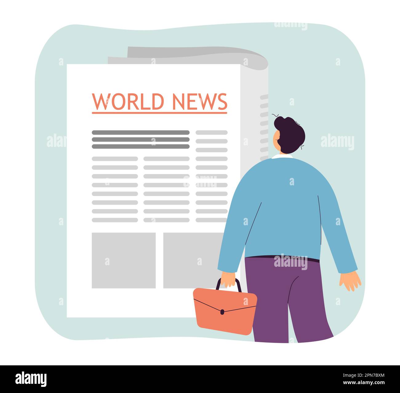 Back view of office person looking at huge newspaper Stock Vector Image ...