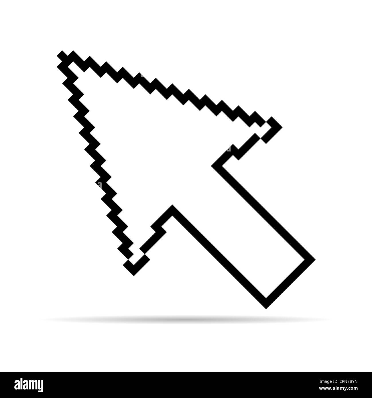 Arrow pixel icon shadow, web cursor click mouse symbol, computer ...
