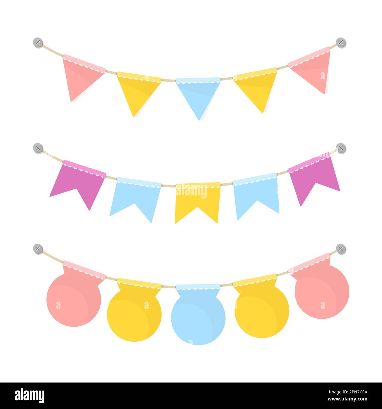Colorful flags for party decorations vector illustrations set Stock ...