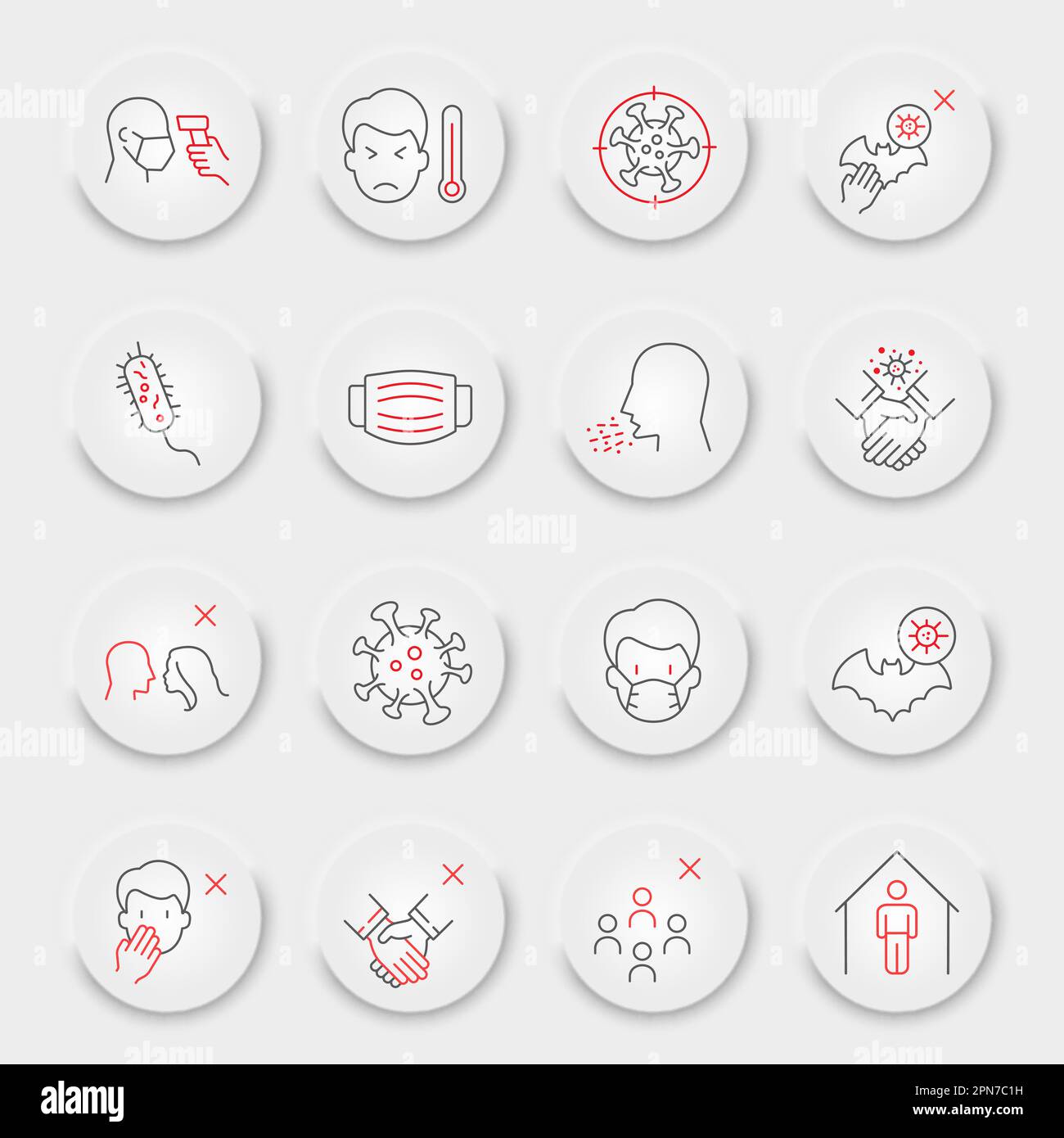 Coronavirus line icon set, illness symbols collection, vector sketches ...
