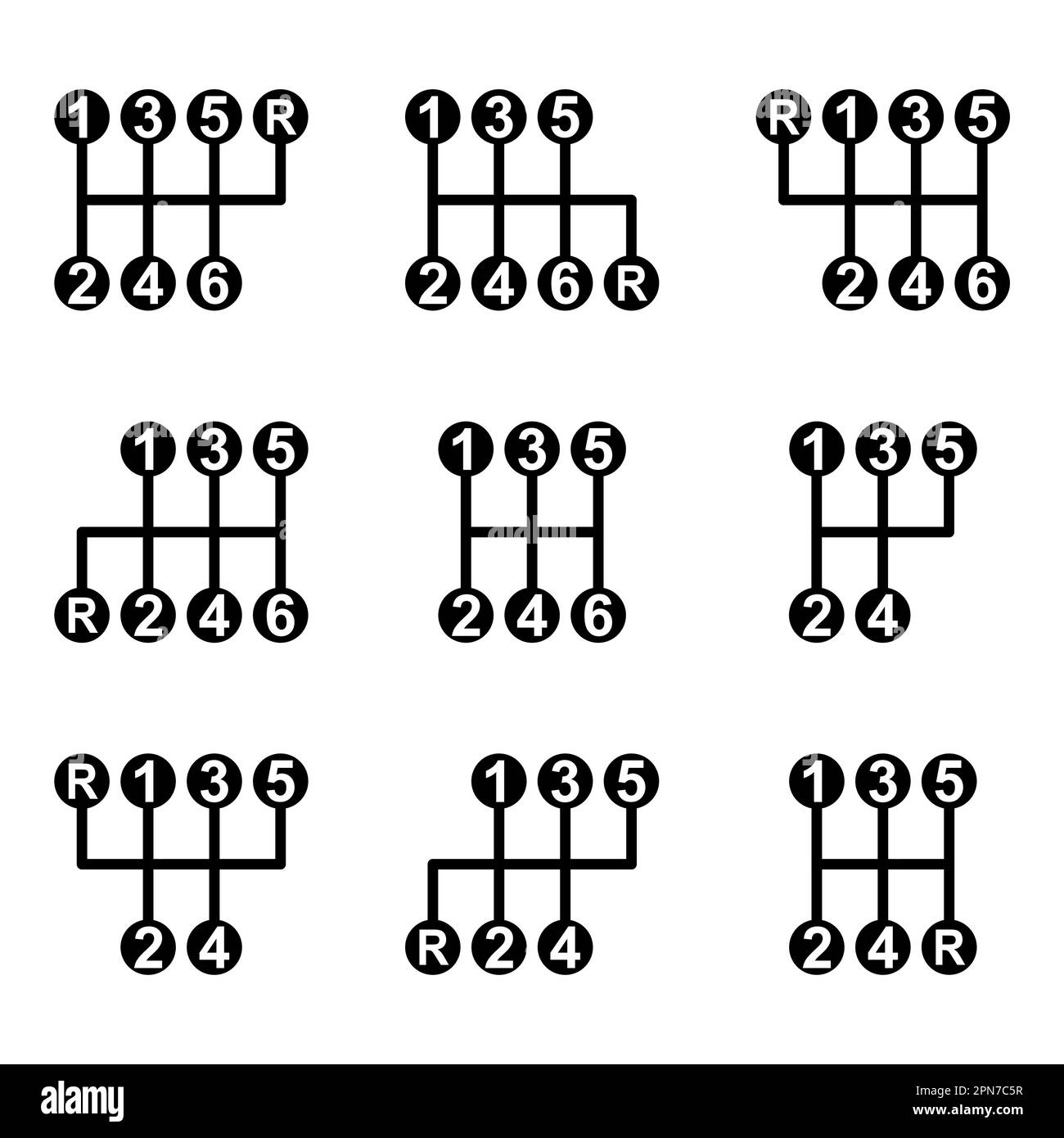 Set of Handle car manual shift lever icon, vehicle gear technology vector illustration equipment ...