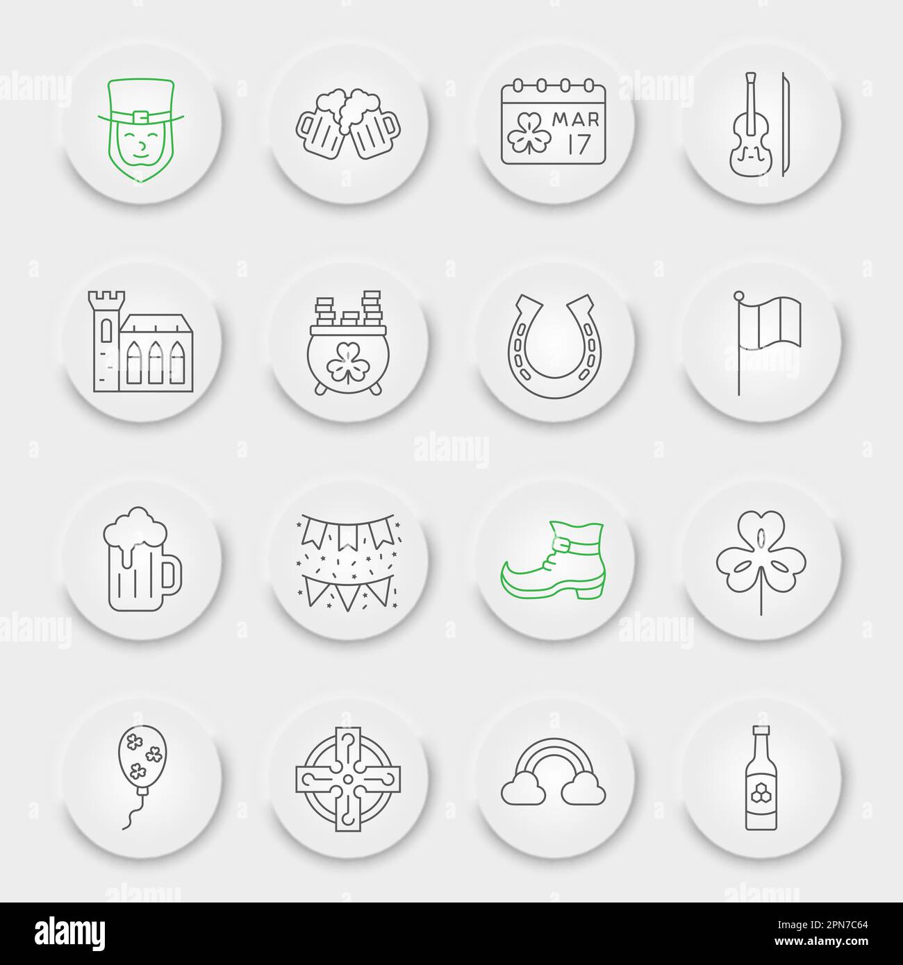 St. Patrick s Day line icon set, holiday symbols collection, vector ...