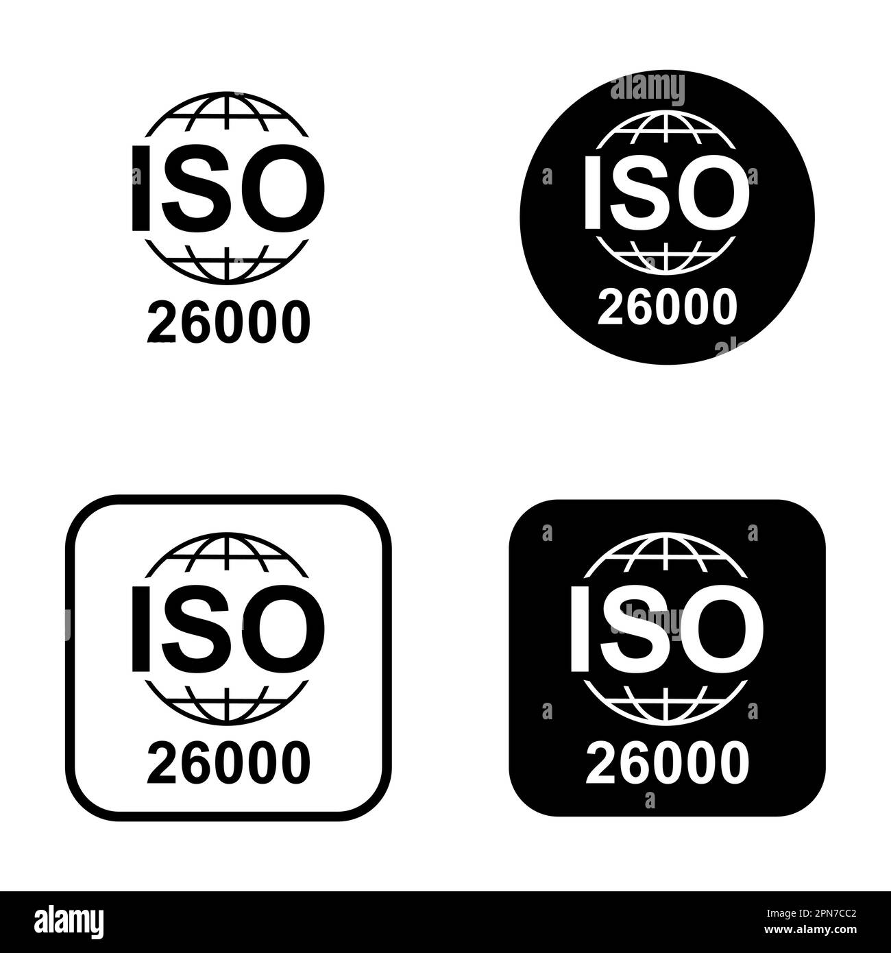 Set of Iso 26000 icon. Social Responsibility. Standard quality symbol ...