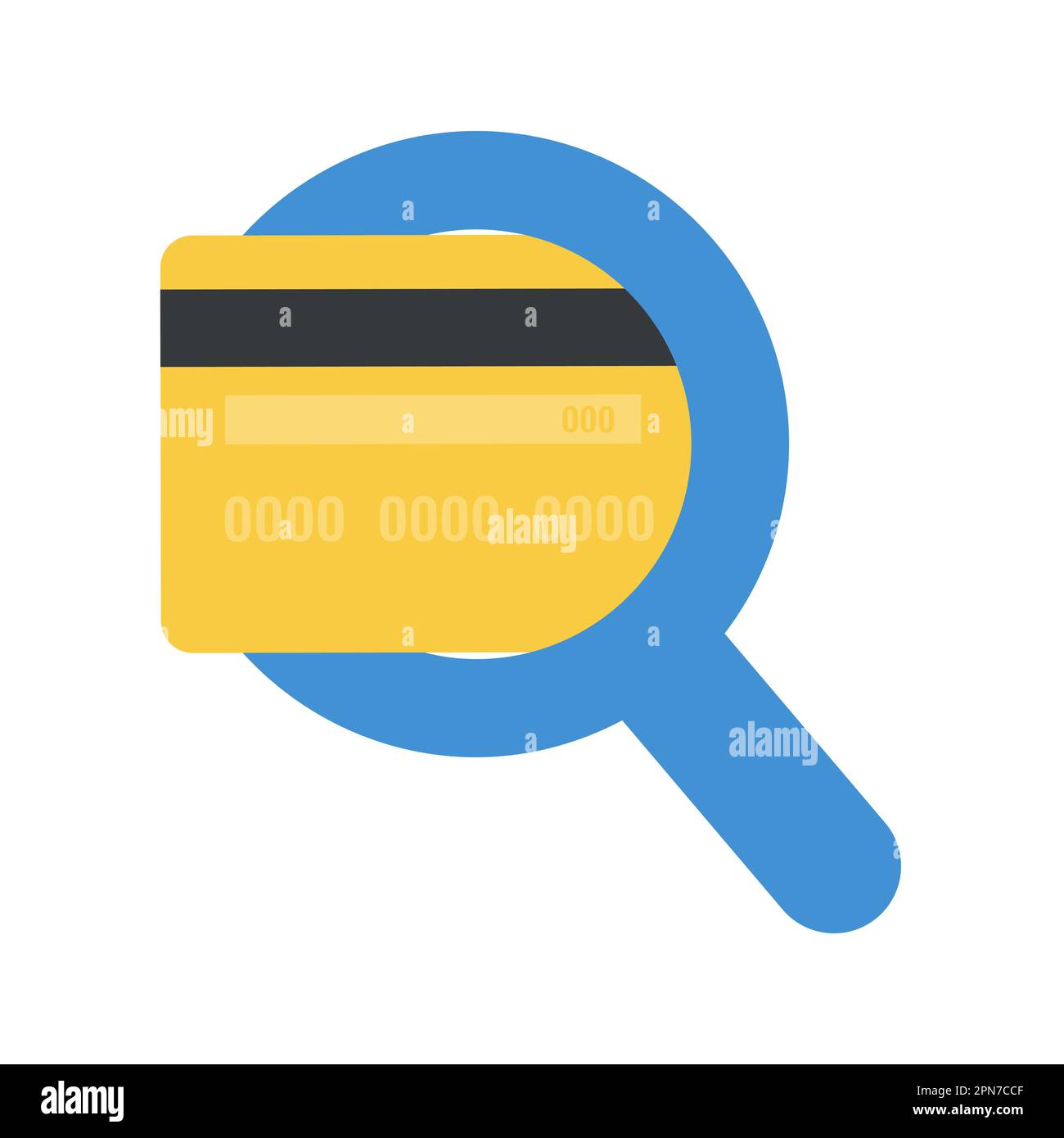 Credit card checking with magnifying glass. Concept of banking risk ...