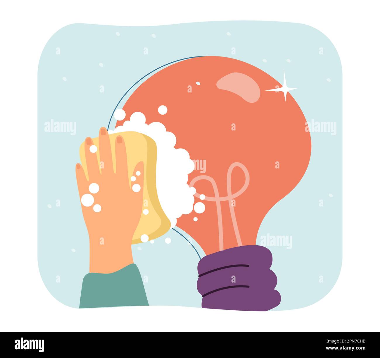 Hand cleaning lightbulb with sponge and soap Stock Vector Image & Art ...