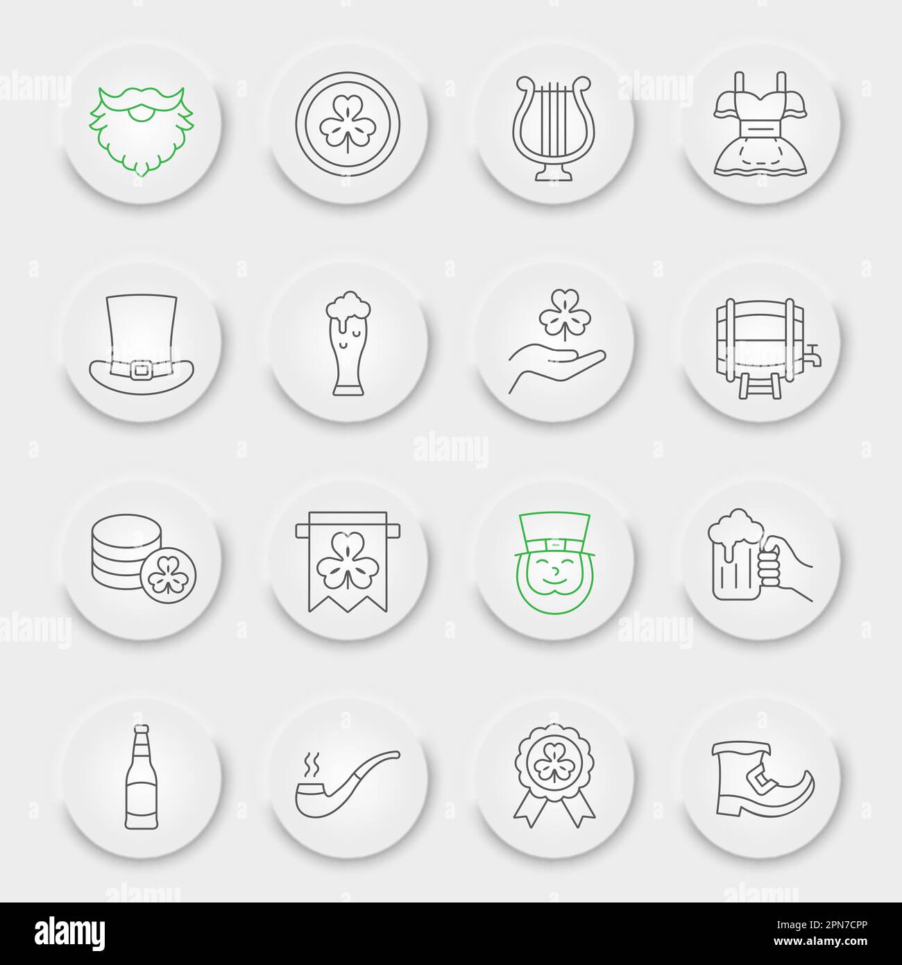 St. Patrick s Day line icon set, holiday symbols collection, vector ...