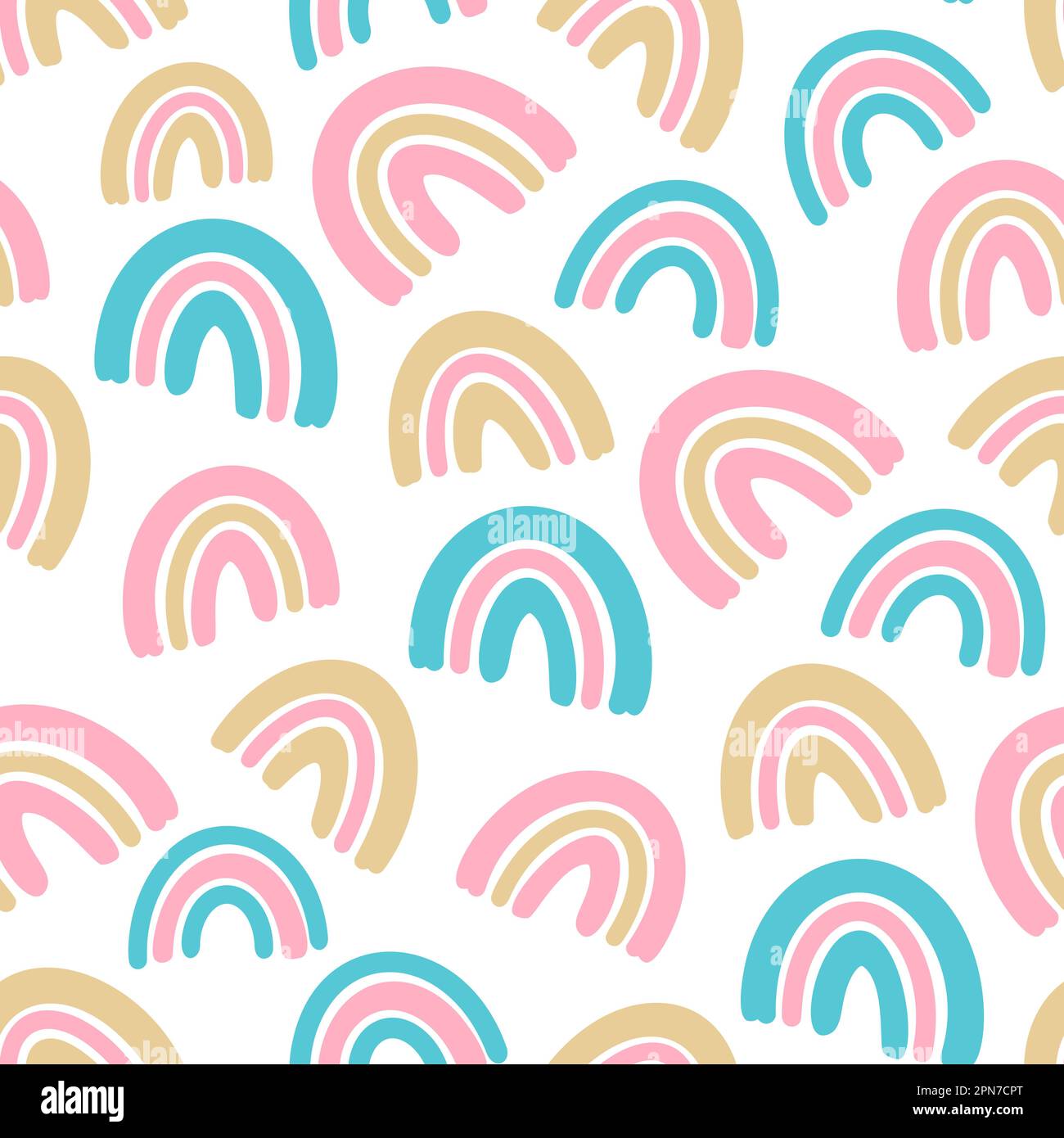 Pink and Blue Rainbow Seamless Pattern, Cute Doodle Childish Background ...