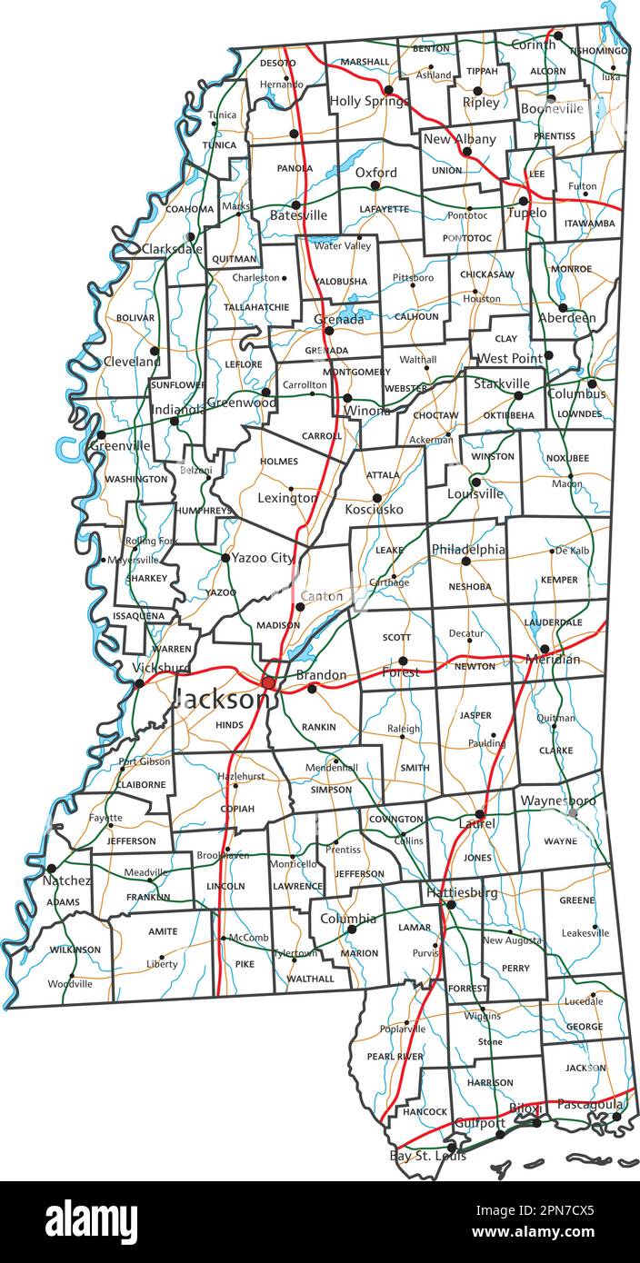 Mississippi road and highway map. Vector illustration Stock Vector ... Mississippi road and highway map. Vector illustration Stock Vector ...