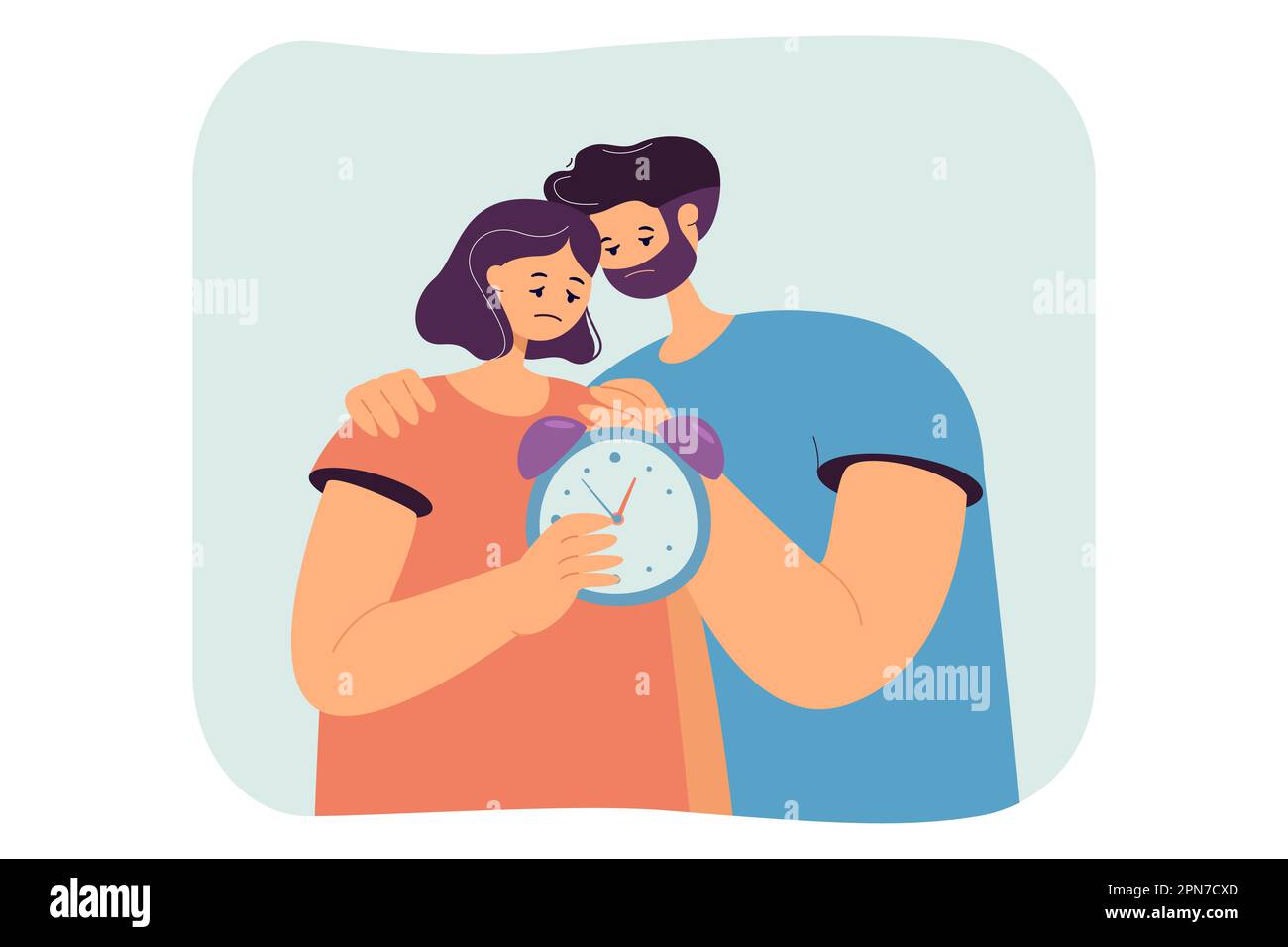 Sad couple holding clock together Stock Vector Image & Art - Alamy