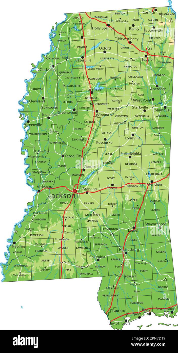 mississippi physical features map