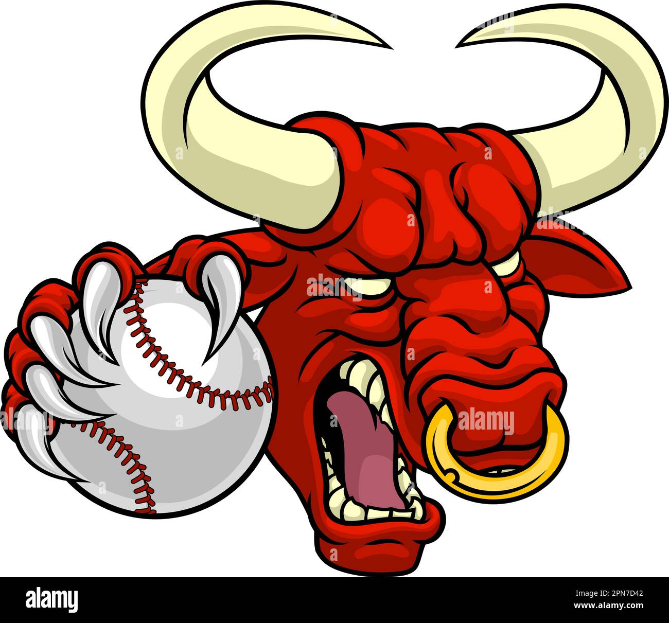 Bull Minotaur Longhorn Cow Baseball Mascot Cartoon Stock Vector Image ...