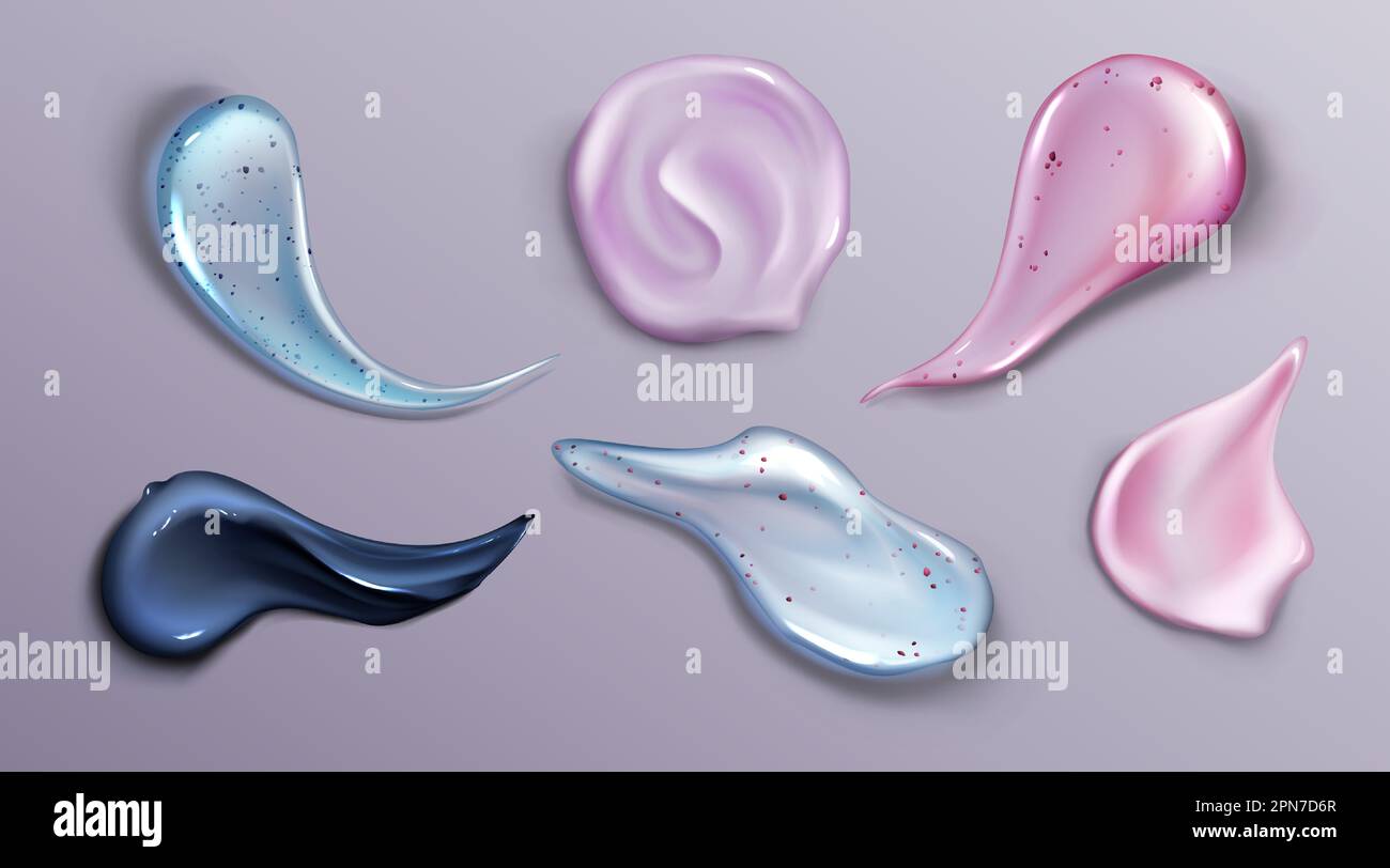 Cosmetic cream and scrub smear realistic set of vector illustrations ...