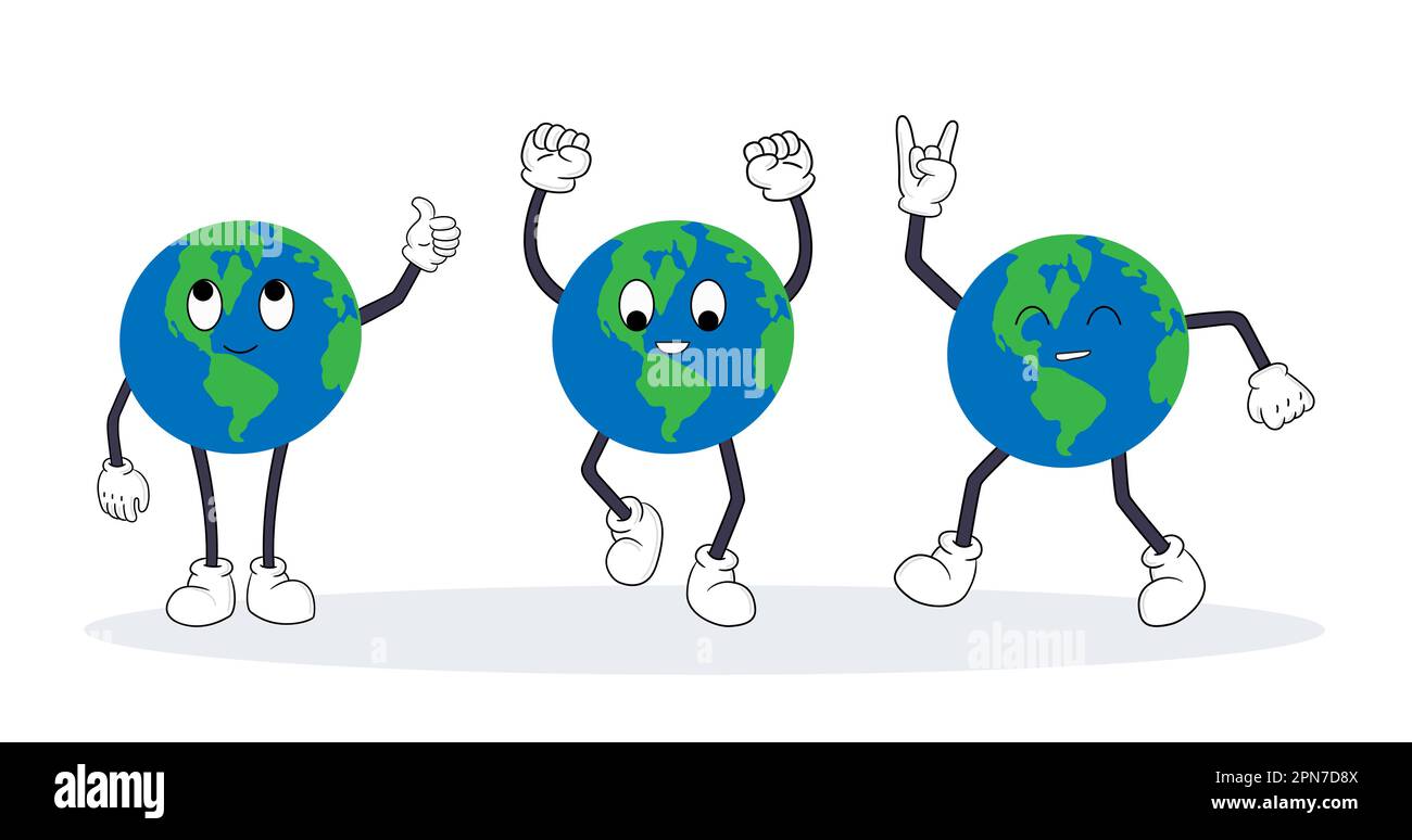 Set of globe characters with cute poses and gestures Stock Vector Image ...