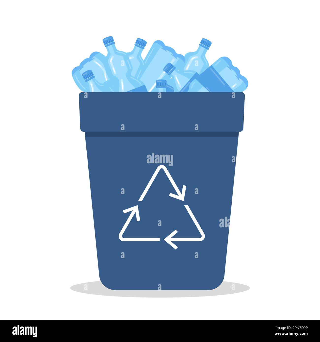 Blue recycle bin with plastic water bottles vector illustration Stock ...