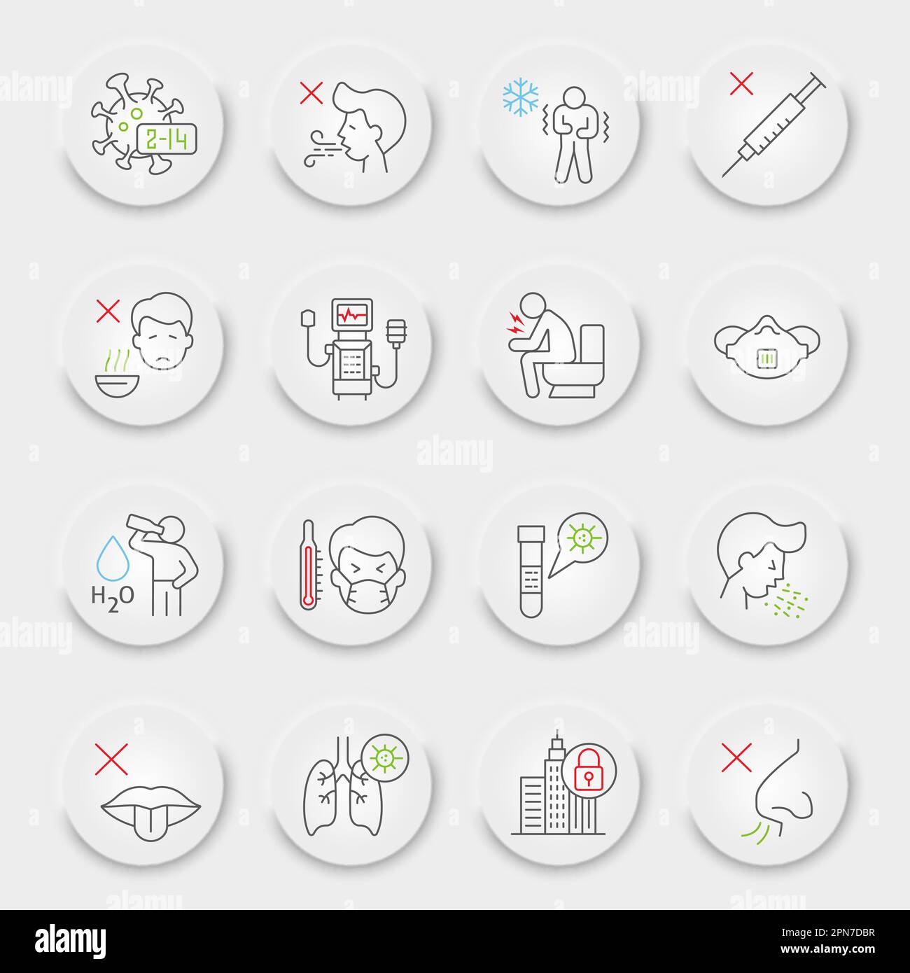 Coronavirus line icon set, illness symbols collection, vector sketches ...