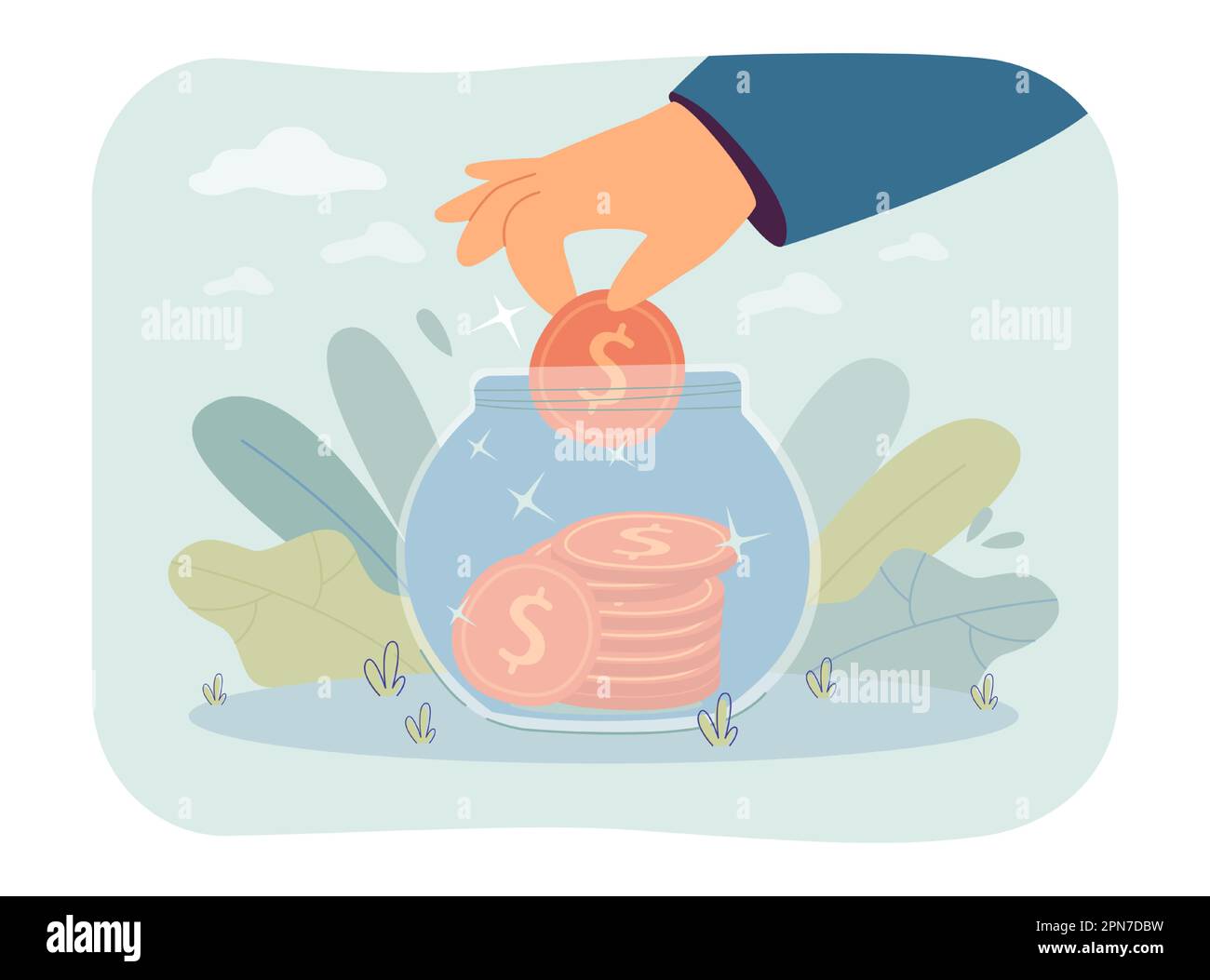 Coin in glass saving Stock Vector Images - Alamy