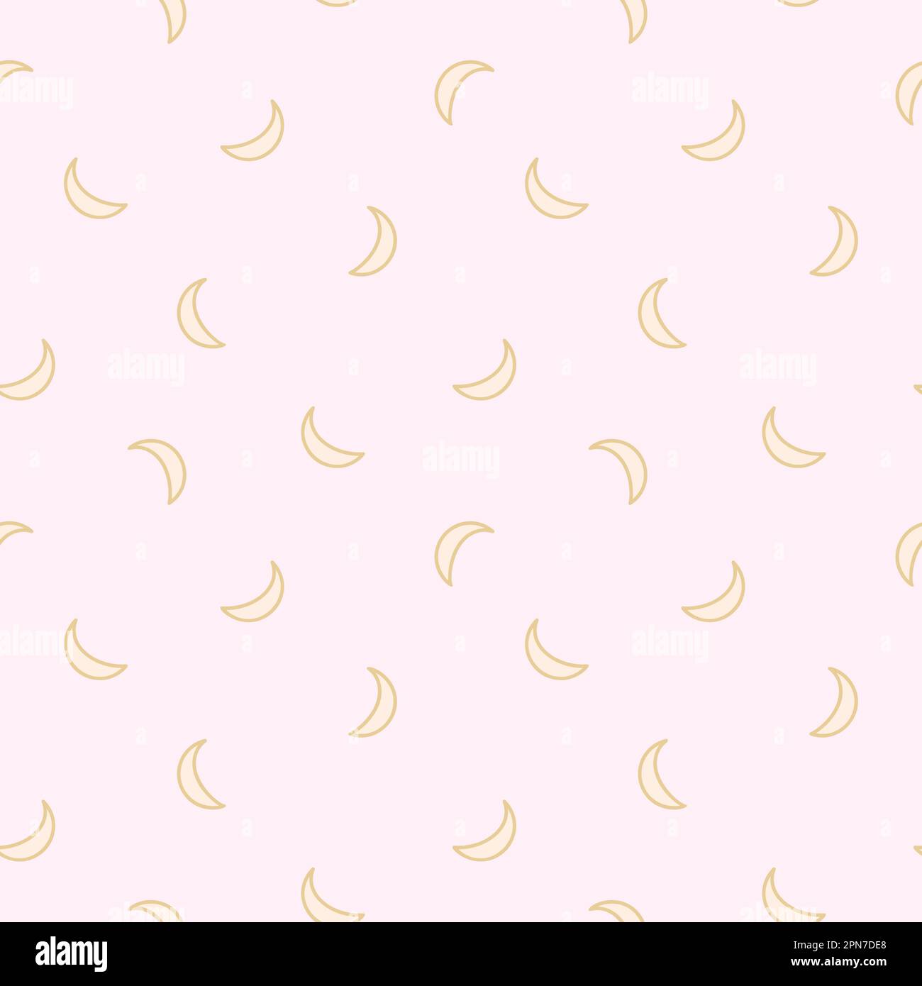 Cute Moons Seamless Pattern on Pink. Scandinavian Cute Doodle Childish ...