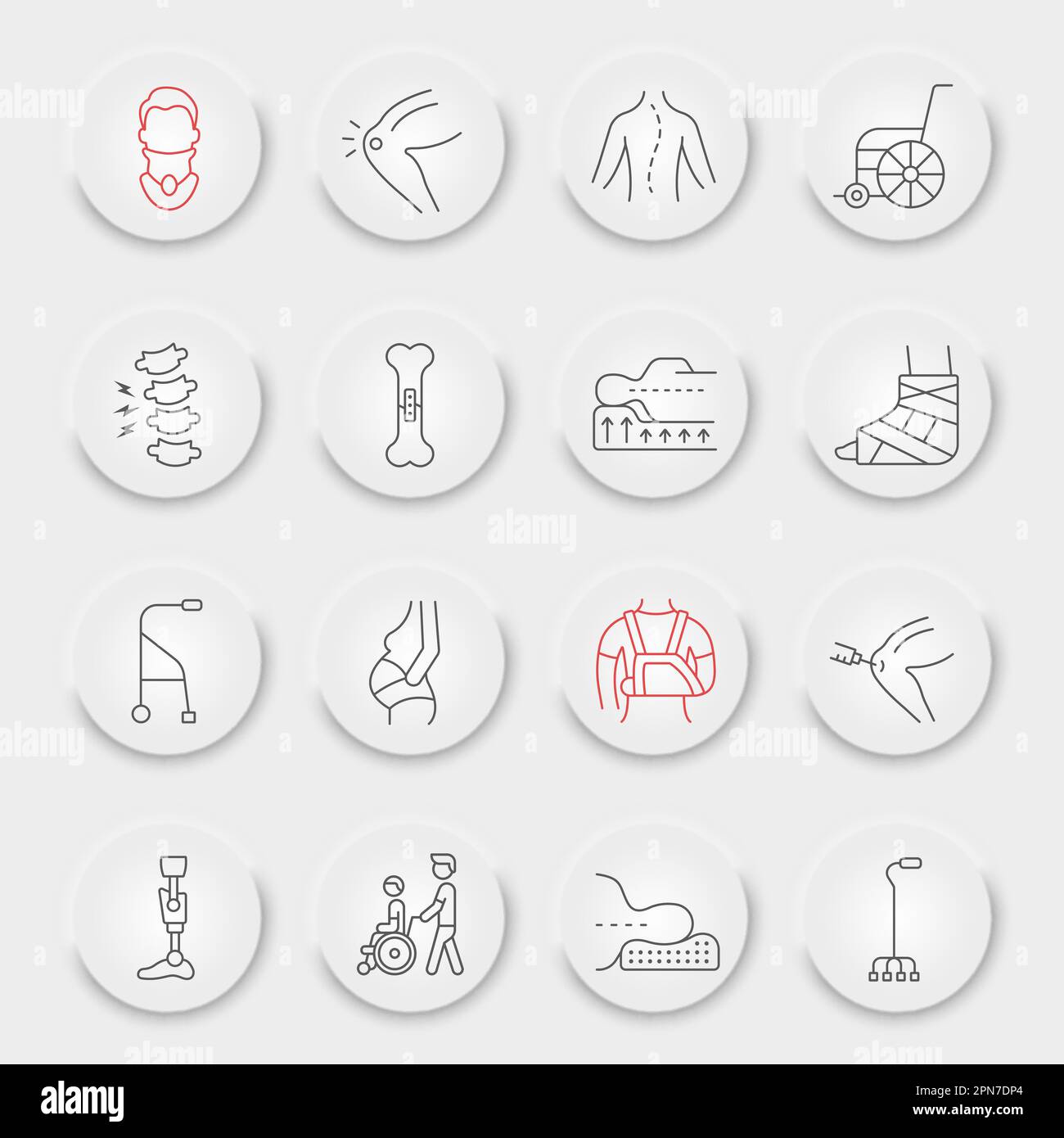 Rehabilitation Line Icon Set Therapy Symbols Collection Vector Sketches Neumorphic Ui Ux
