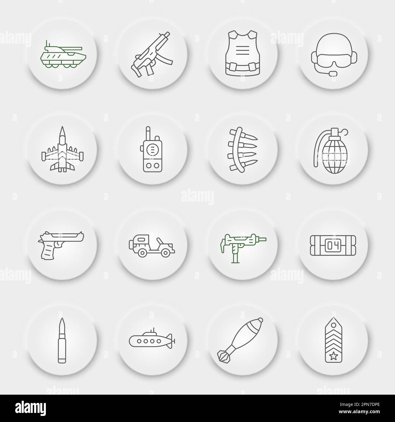 Military Line Icon Set War And Army Symbols Collection Vector Sketches Neumorphic Ui Ux