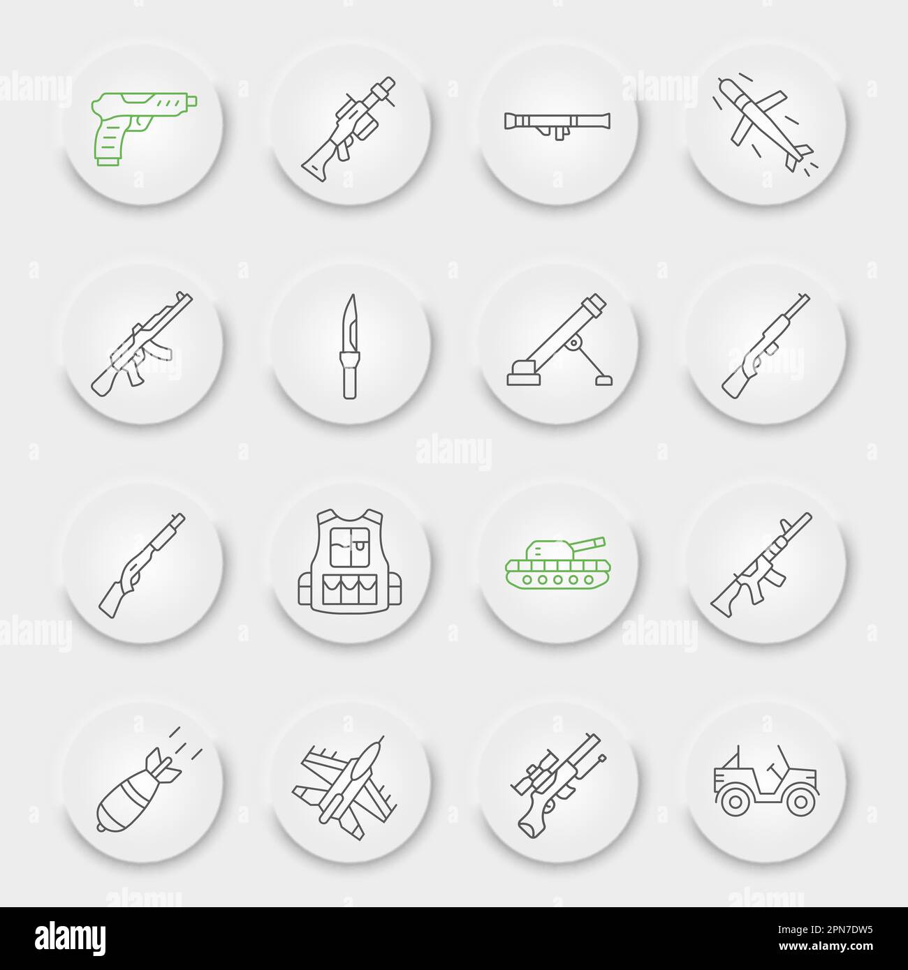 Military Line Icon Set War And Army Symbols Collection Vector Sketches Neumorphic Ui Ux
