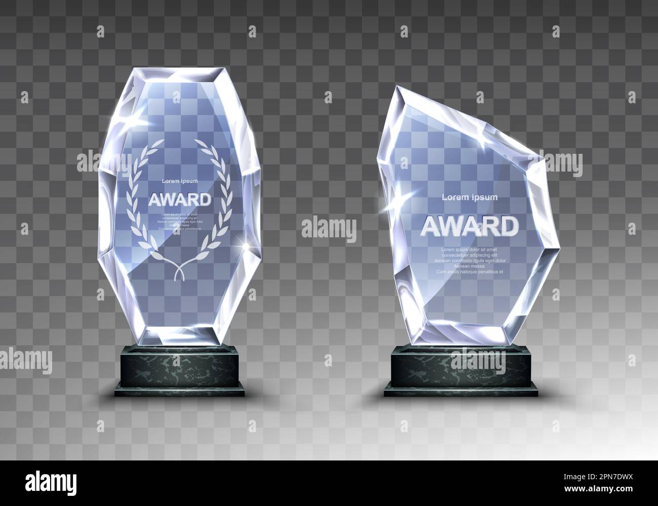 Glass award trophy or winner prize realistic vector illustration ...