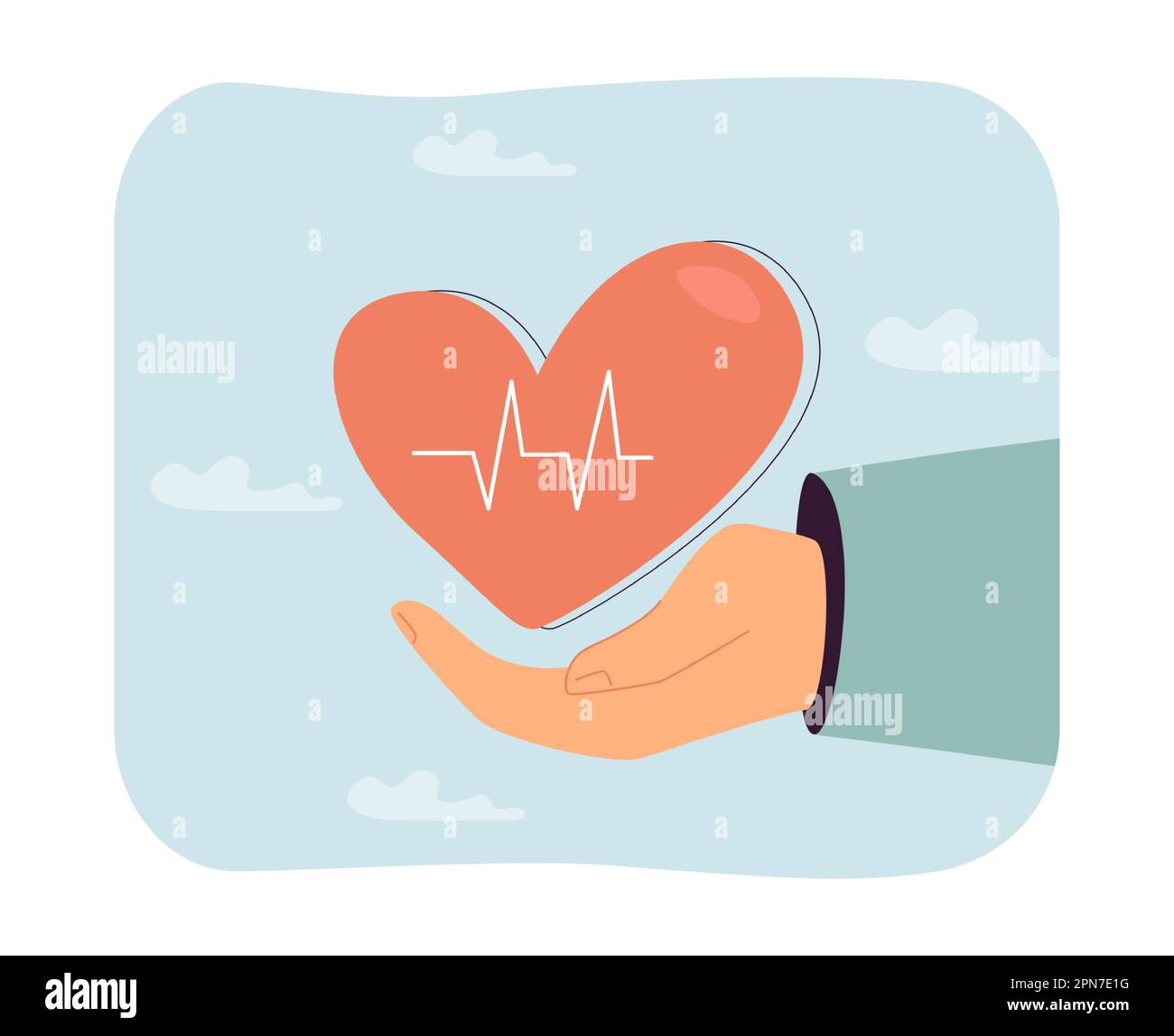 Hand holding red heart with pulse Stock Vector Image & Art - Alamy