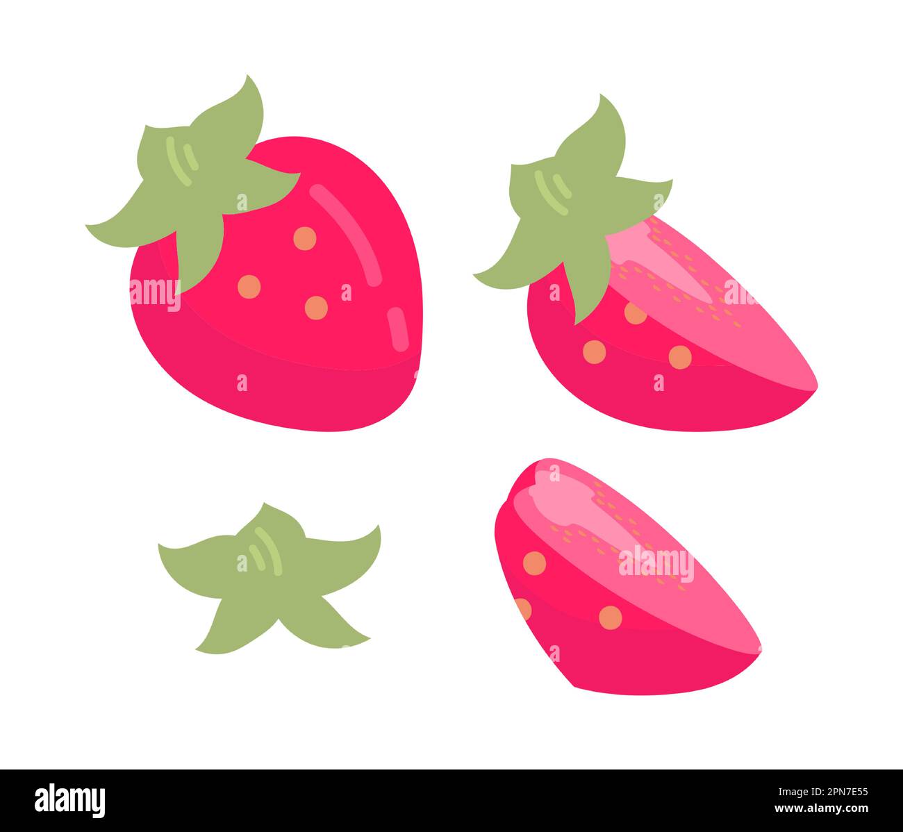 Whole and cut strawberry vector illustrations set Stock Vector Image ...