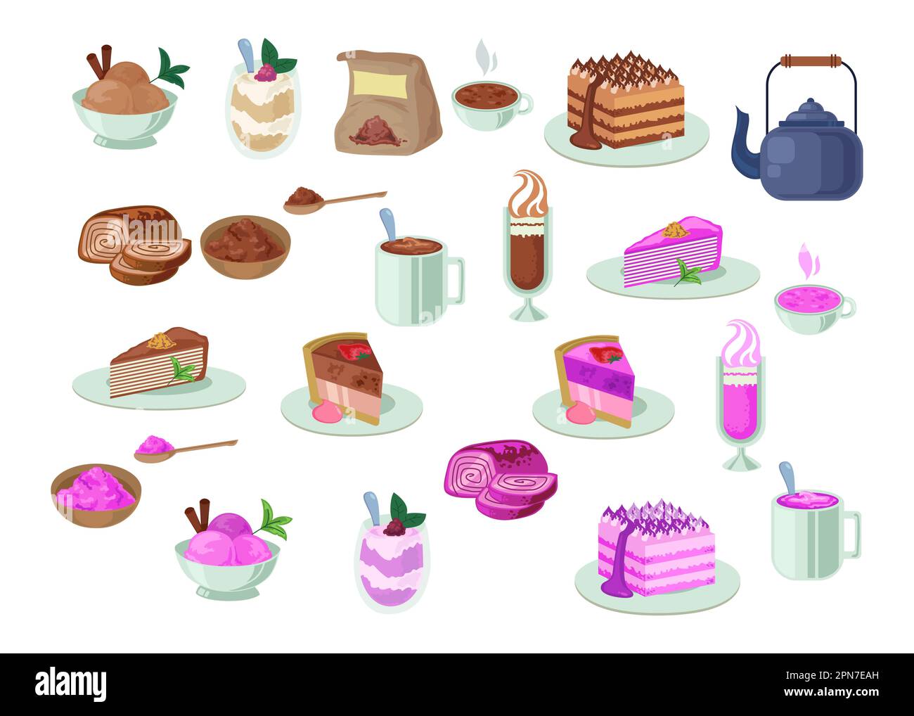 Different kinds of dessert vector illustration set Stock Vector Image ...