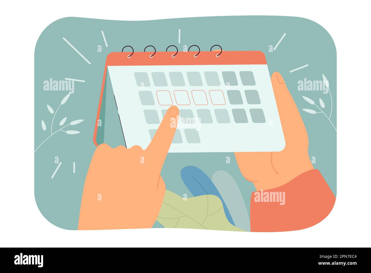 Hand finger pointing to important dates of week in calendar Stock ...
