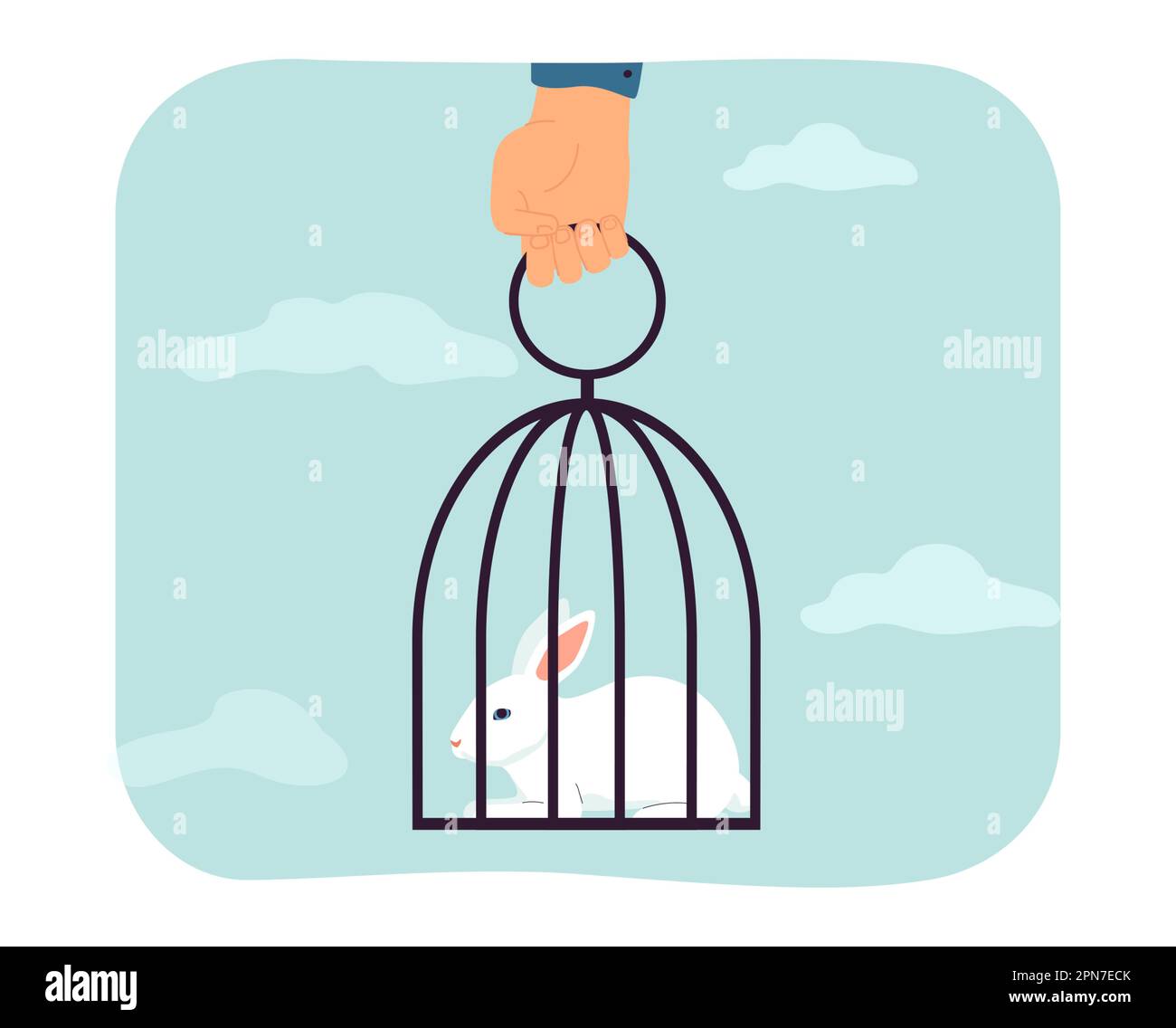 Human hand holding cage with white rabbit Stock Vector Image & Art - Alamy