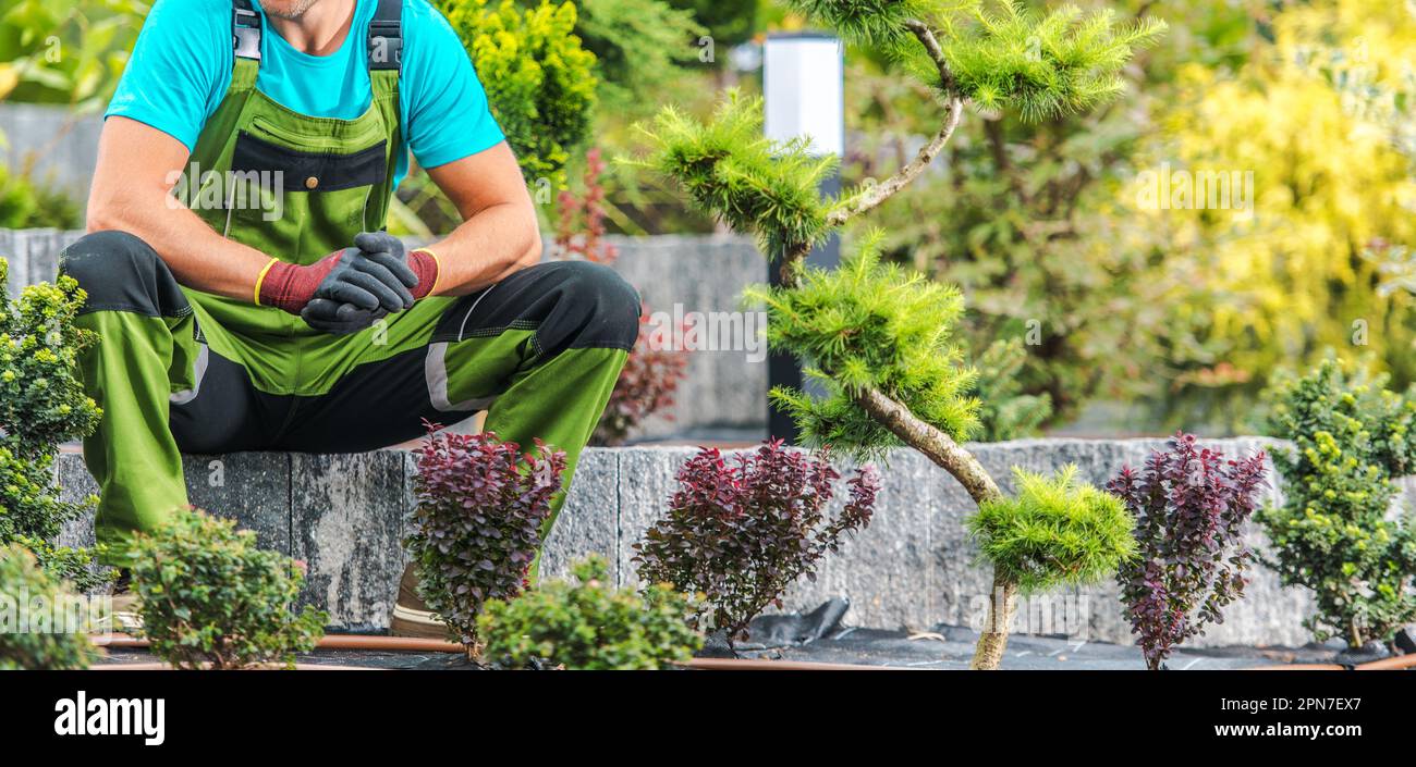 Professional Landscaper Proudly Sitting in the Middle of Beautifully ... Professional Landscaper Proudly Sitting in the Middle of Beautifully ...