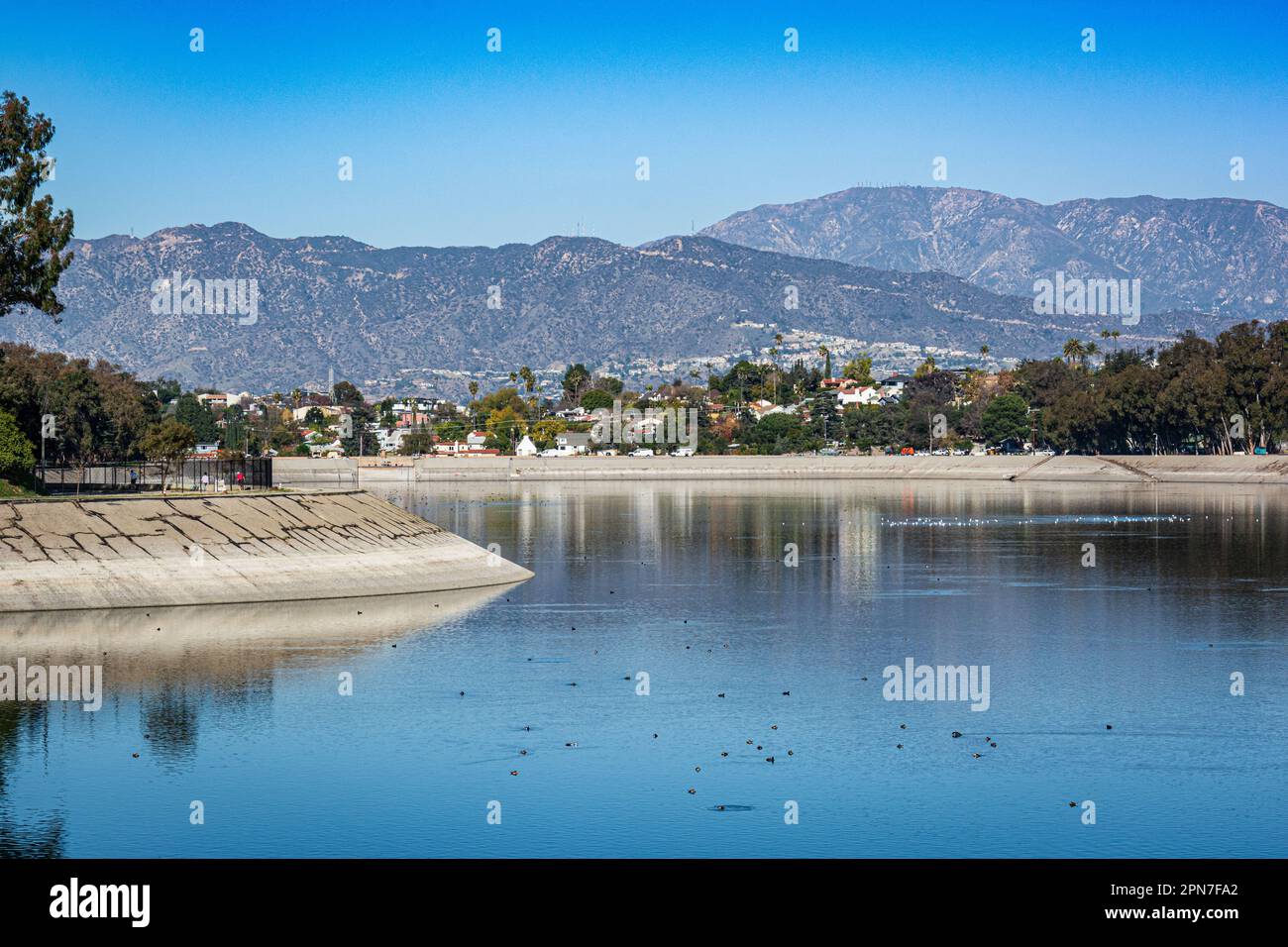 View of Silver Lake Reservoirs in the Recreation Center, Los Angeles ...