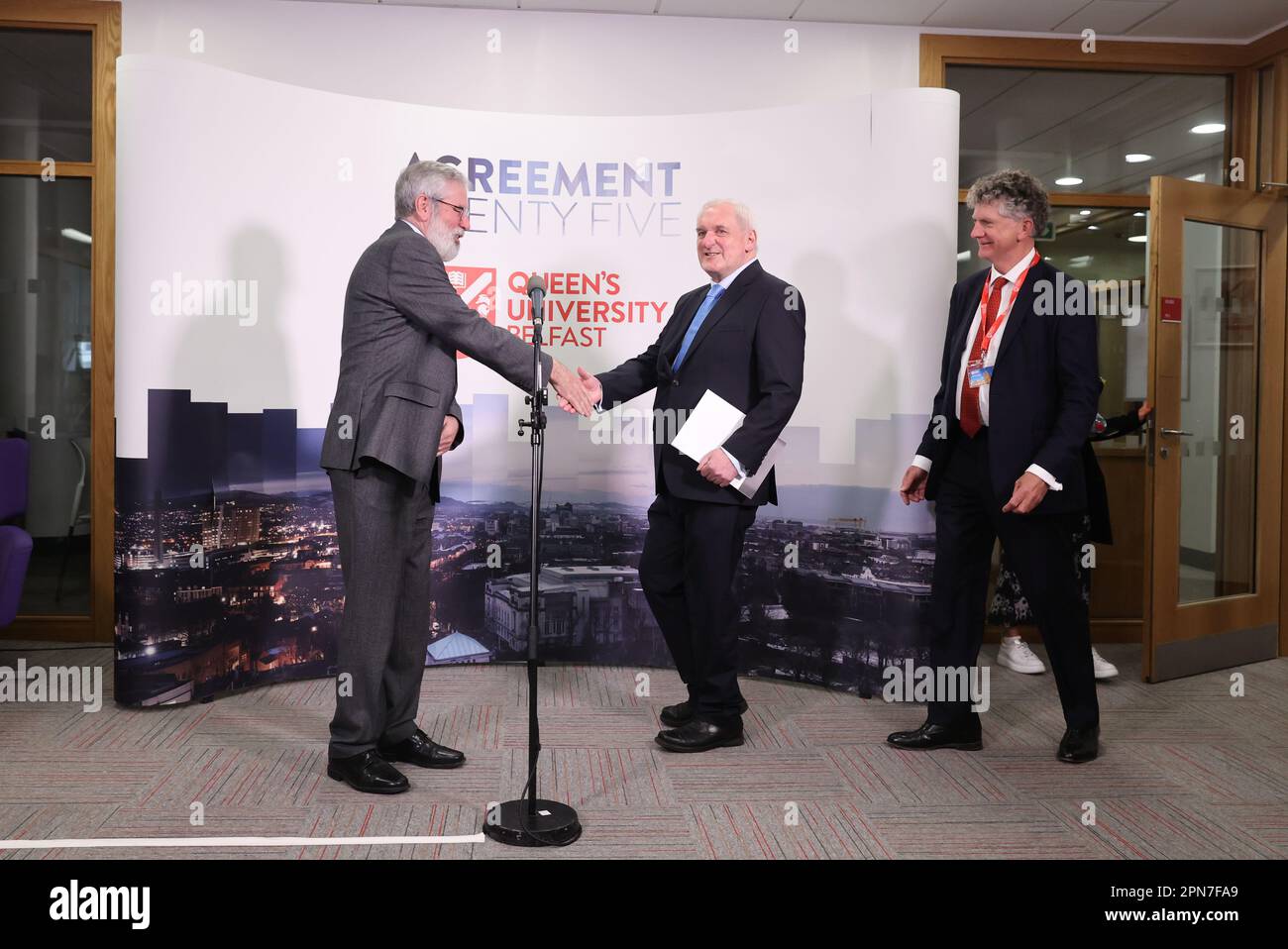 (left to right) Former Sinn Fein president Gerry Adams, former ...