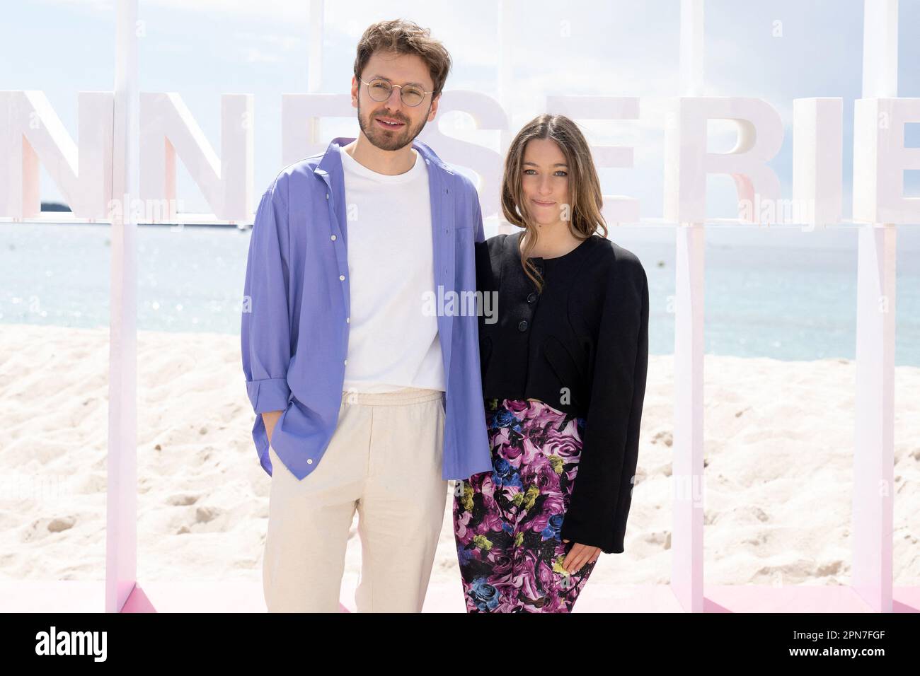Cannes, France. April 17, 2023, Camille Etienne and Solal Moisan attend ...
