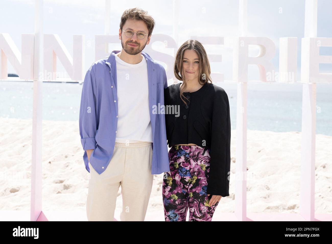 Cannes, France. April 17, 2023, Camille Etienne and Solal Moisan attend ...