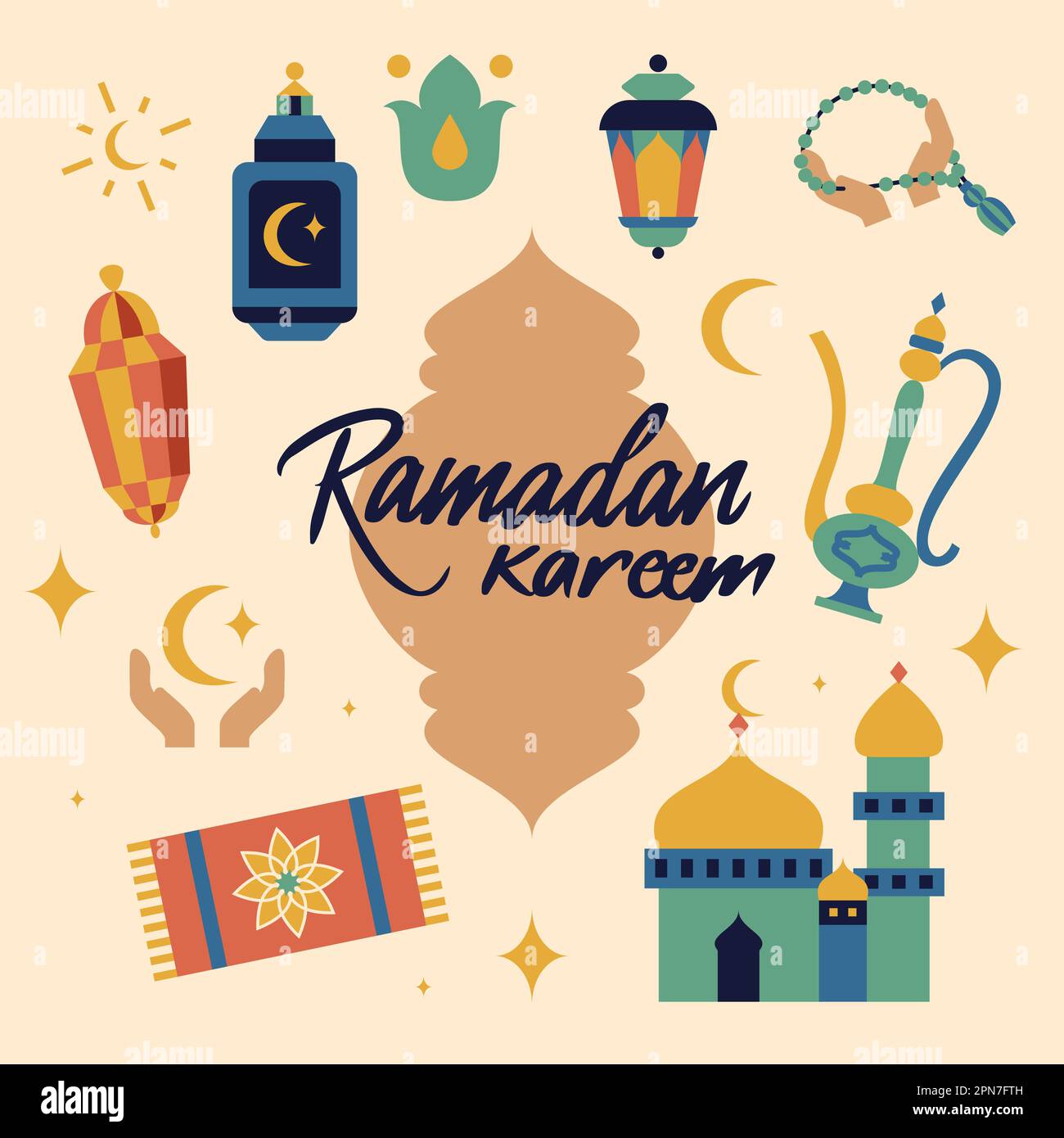 Ramadan kareem flat greeting Stock Vector Images - Alamy