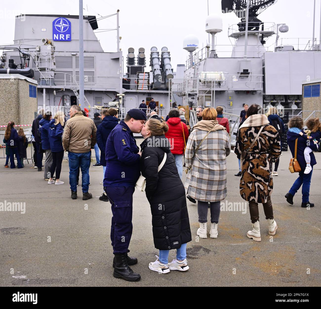 DEN HELDER, Netherlands - 17/04/2023, Crew members of the frigate Zr.Ms ...