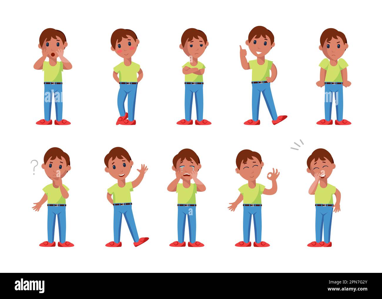 Facial expressions of male character vector illustration set Stock ...