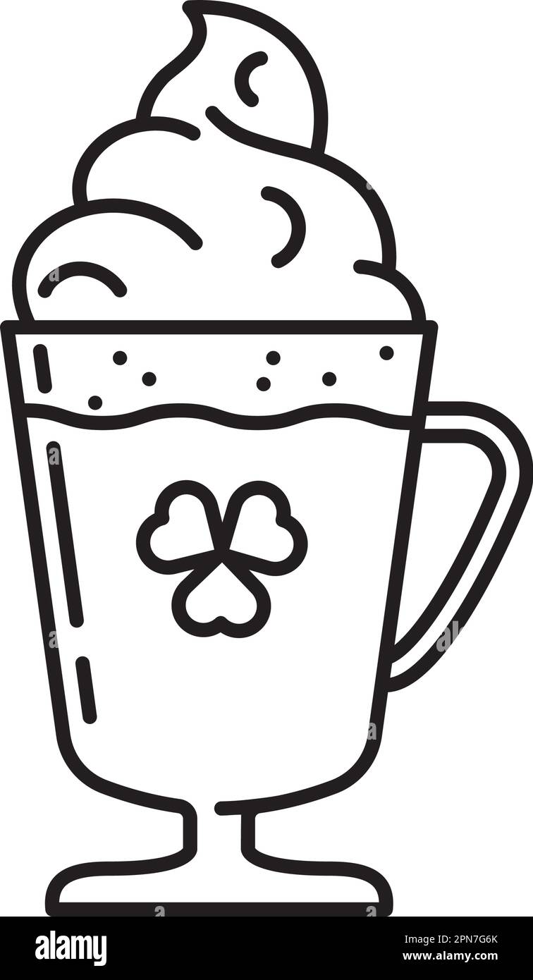 Glass of Irish Coffee vector line icon for Irish Coffee Day on January ...