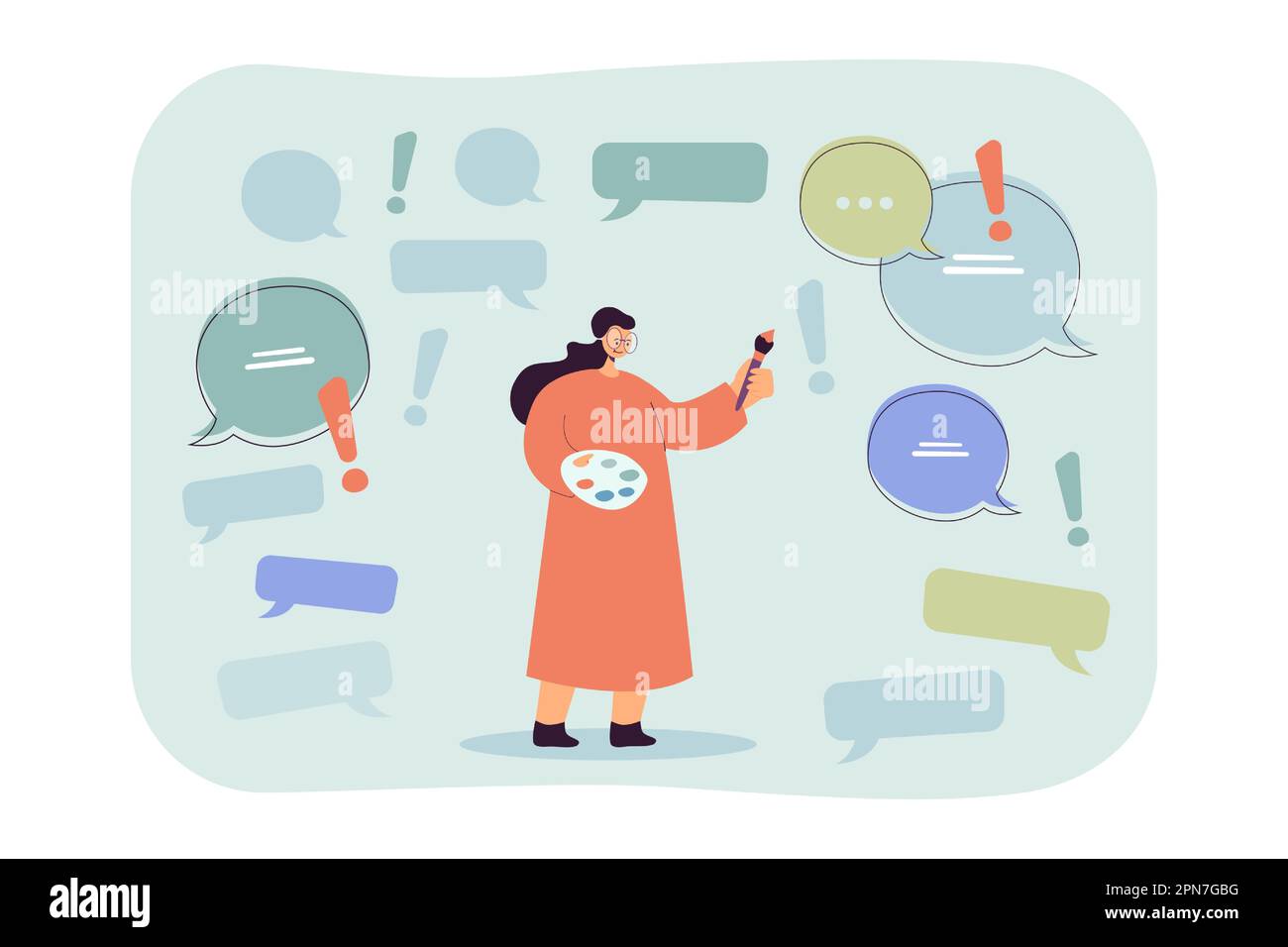 Female artist receiving feedback on work Stock Vector Image & Art - Alamy