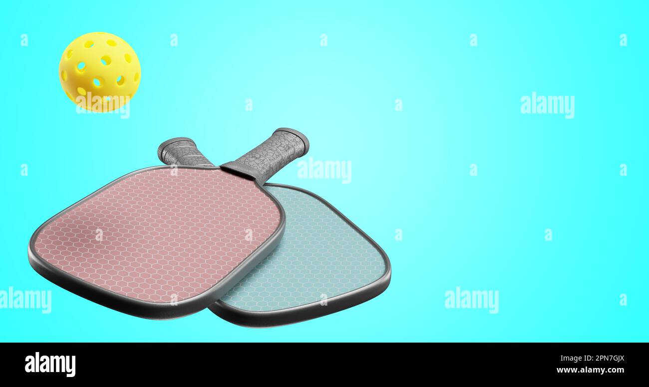 Pickleball two racket sport ball on isolated background. 3d rendering ...