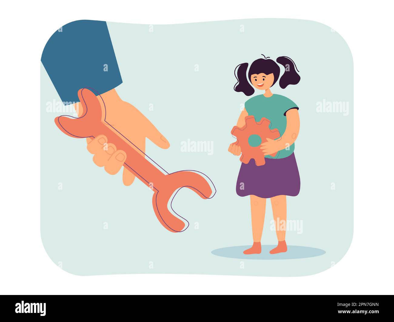 Girl with wrench Stock Vector Images - Alamy