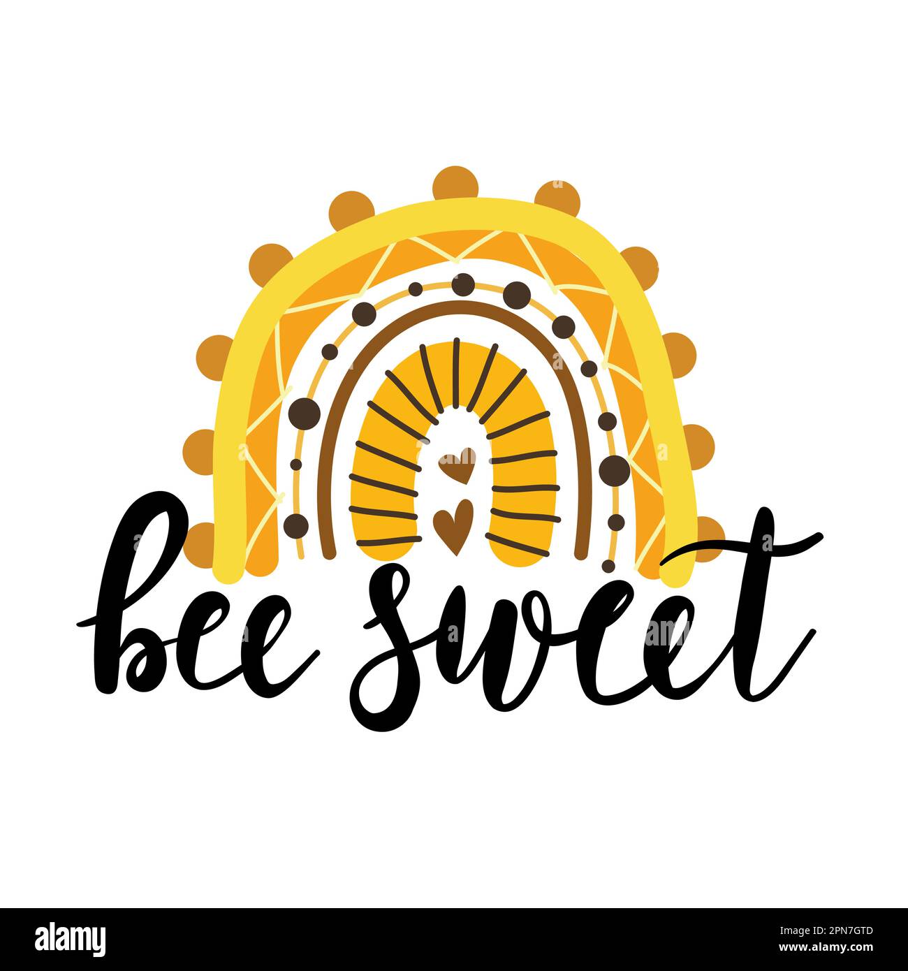 Bee sweet - Cute inspirational greeting with macrame rainbow. Funny ...